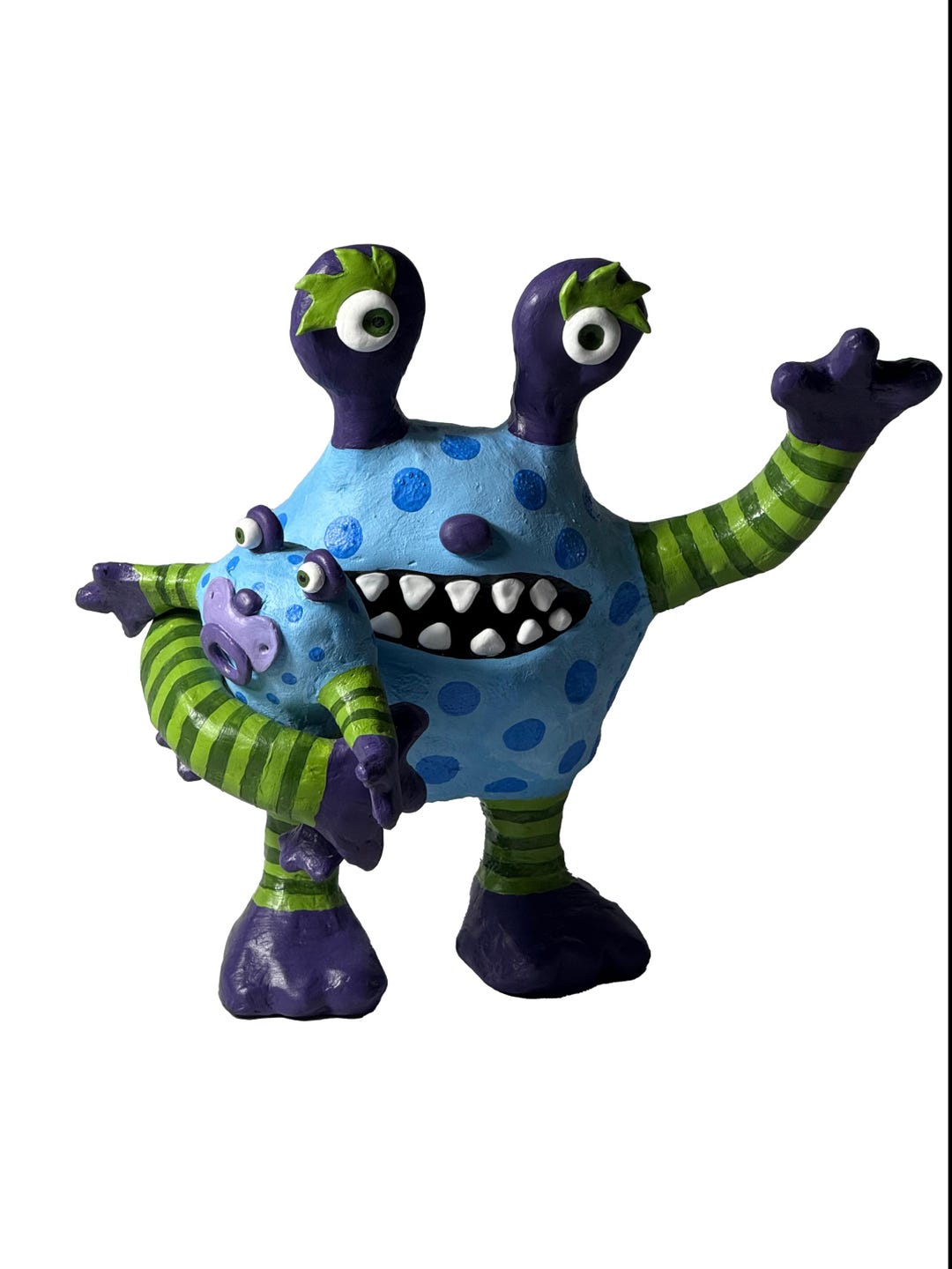 Monster Mom & Baby, Paper Mache Duo Perfect Gift or for Nursery Decor ...