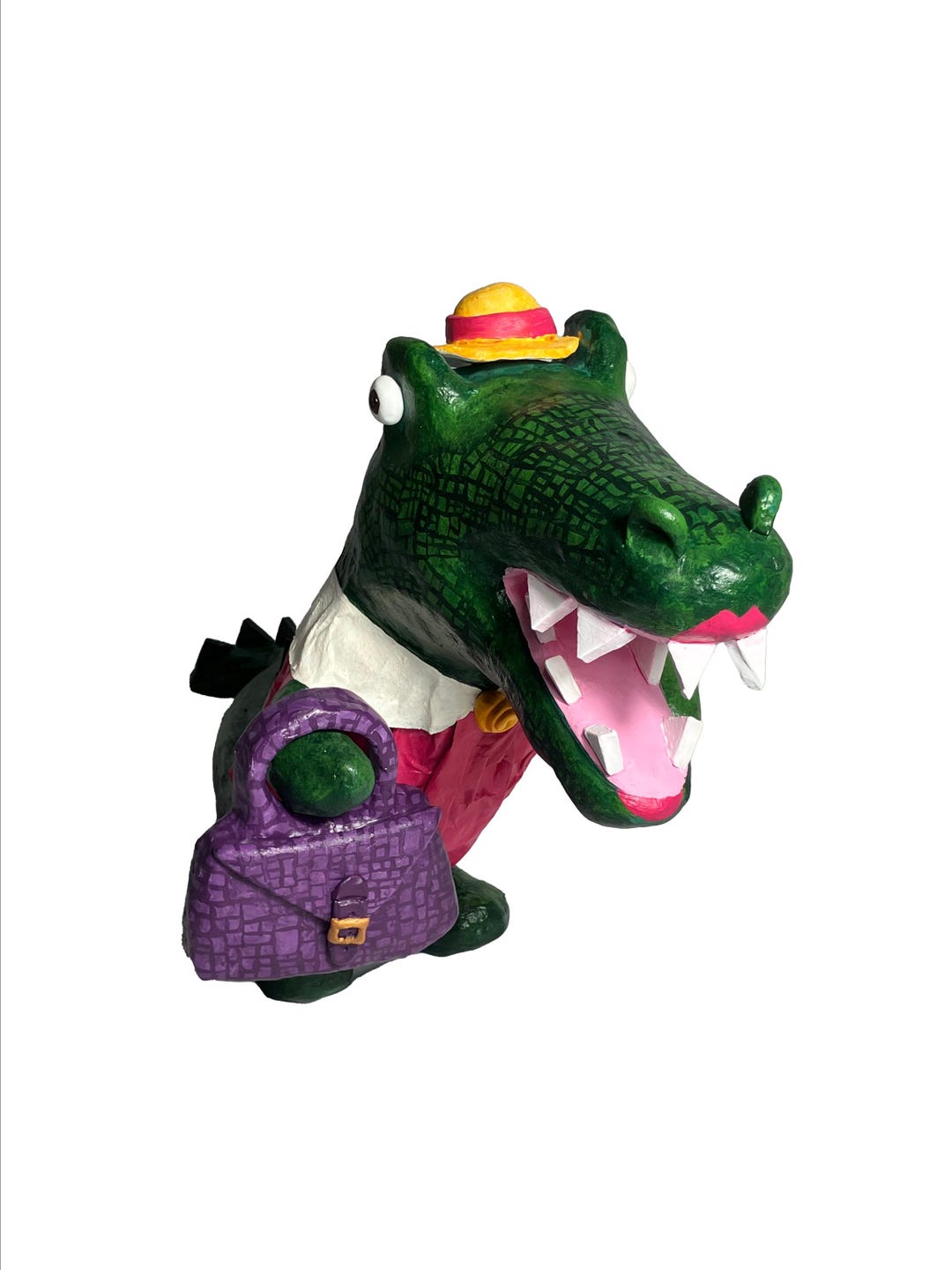 Unique Oversized Paper Mache Alligator Sculpture & Matching Handbag Set ...