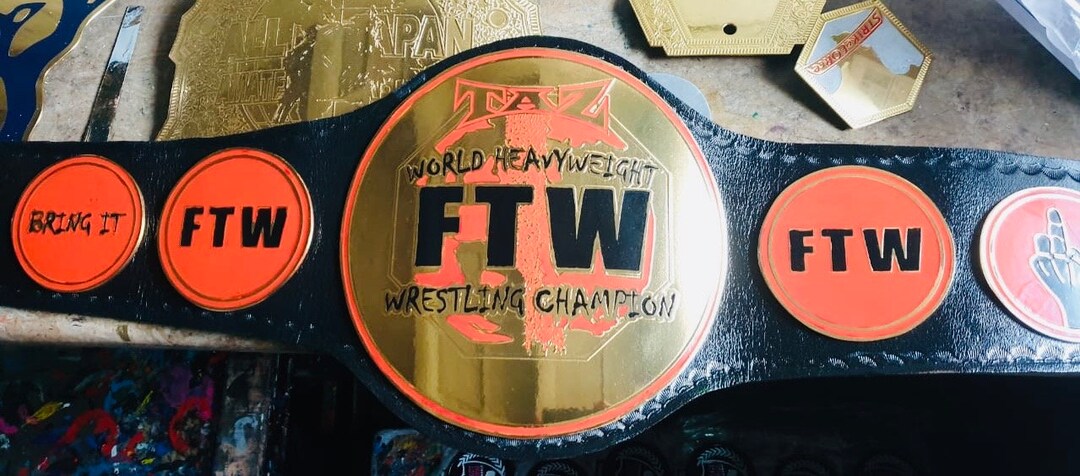TAZ FTW Heavyweight Championship Belt Adult Size Genuine Leather ...