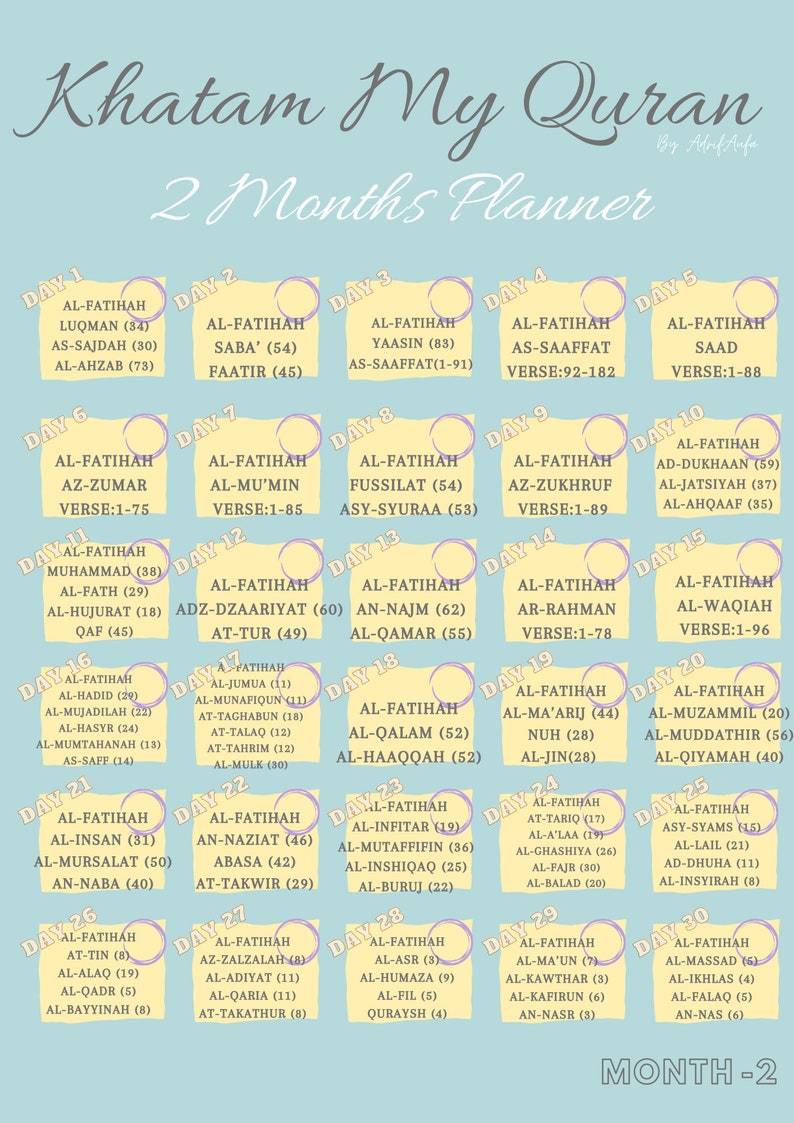 Printable Quran Tracker | Journal | Planner | Recitation | Read ...