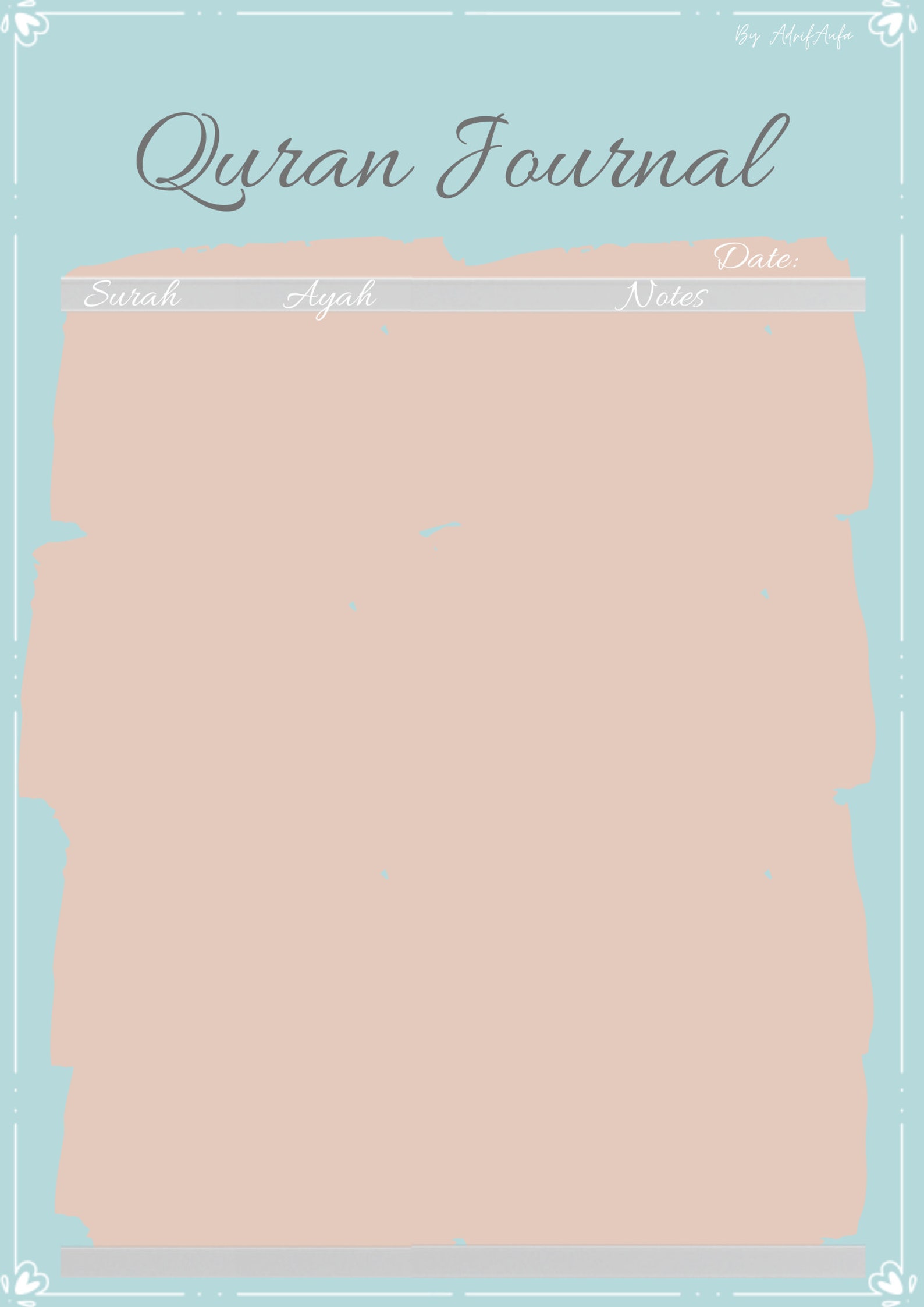 Printable Quran Tracker Journal Planner Recitation Read Khatam in 2 ...