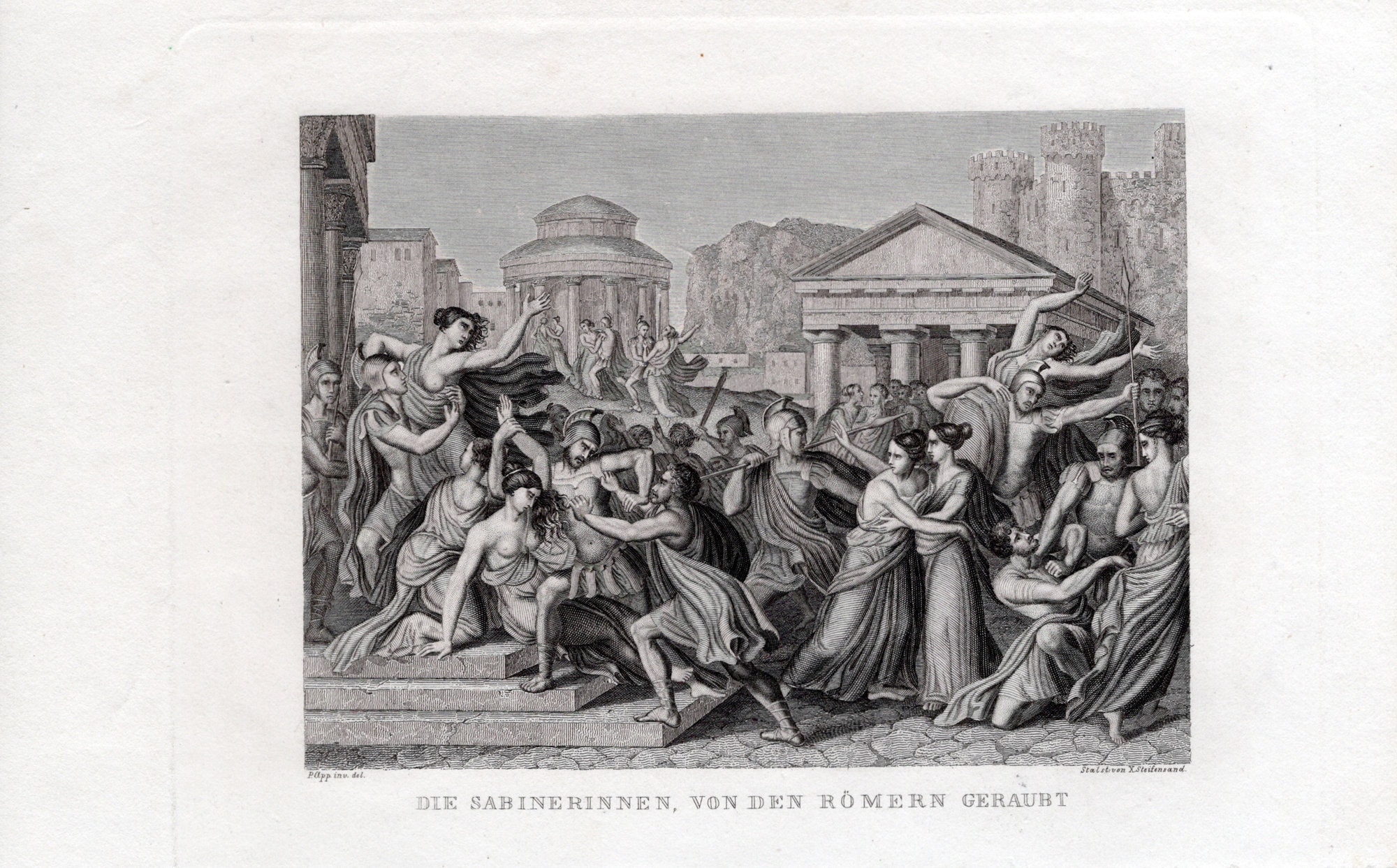 Mythology Rape of the Sabine Women Roman Antique Engraving From 1880 - Etsy