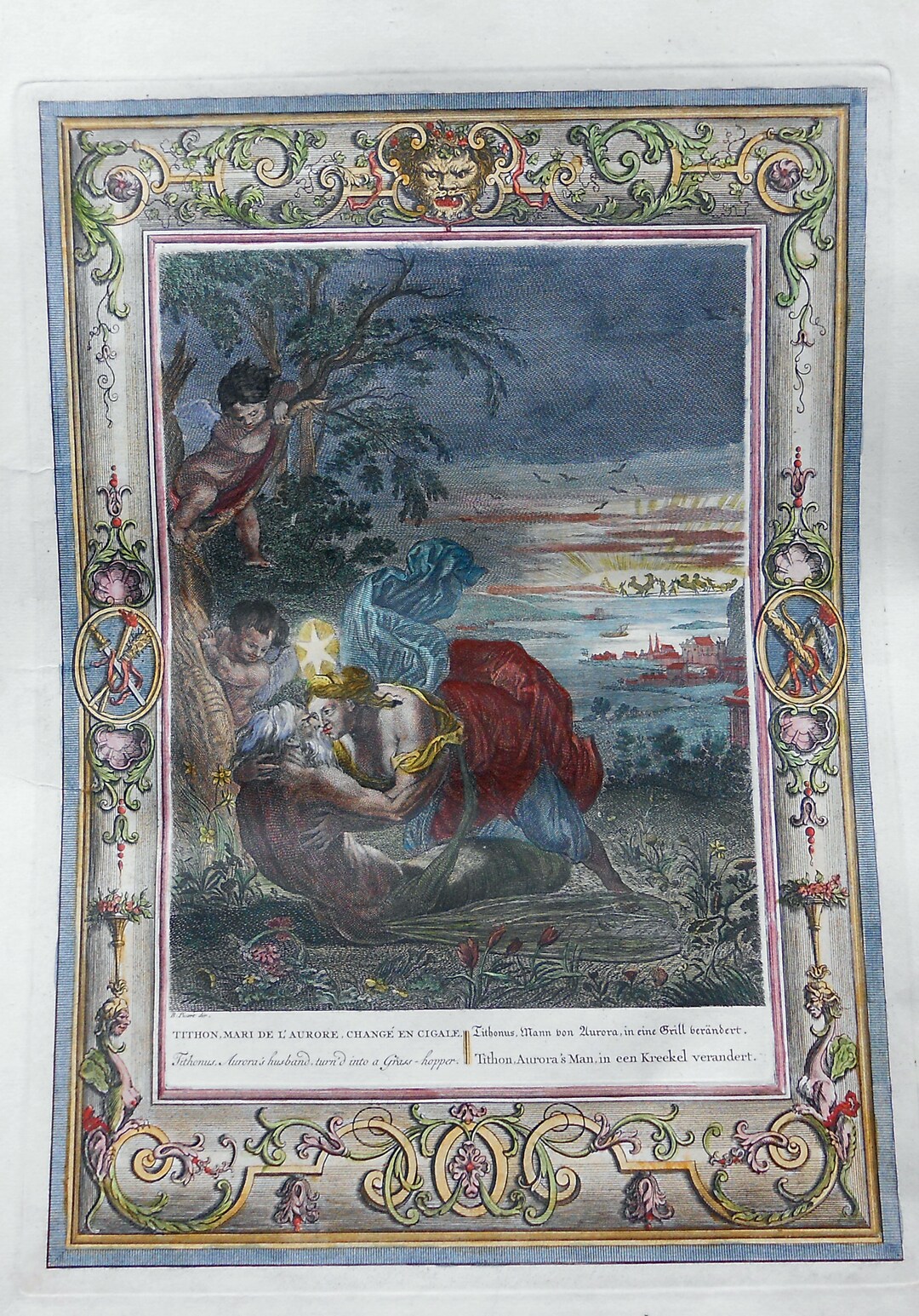 Antique Copper Engraving From 1754 "tithonus" by Bernard Picart ...