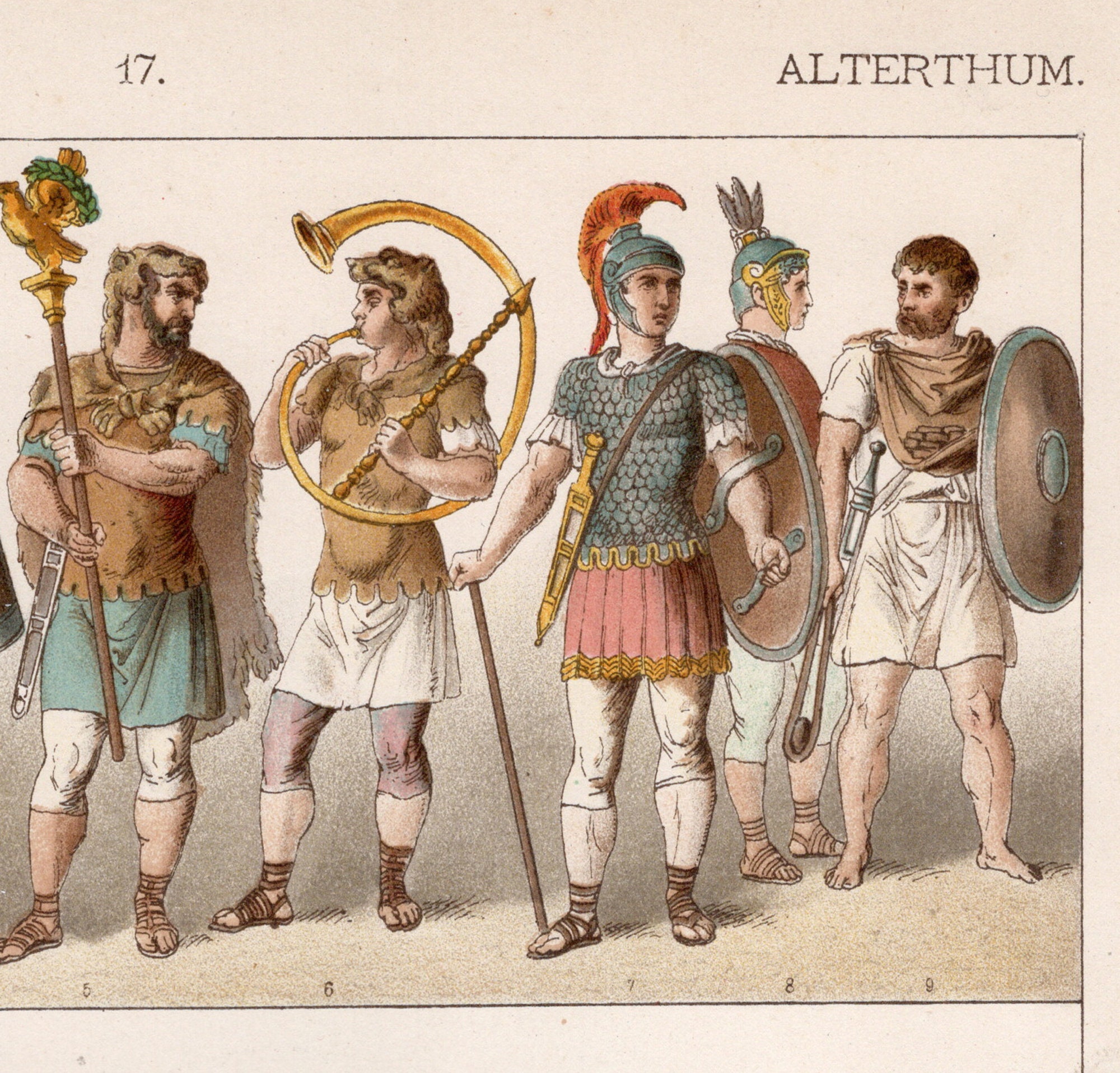 Roman Armor Uniform Costume Original Colored Chromo Lithography From ...
