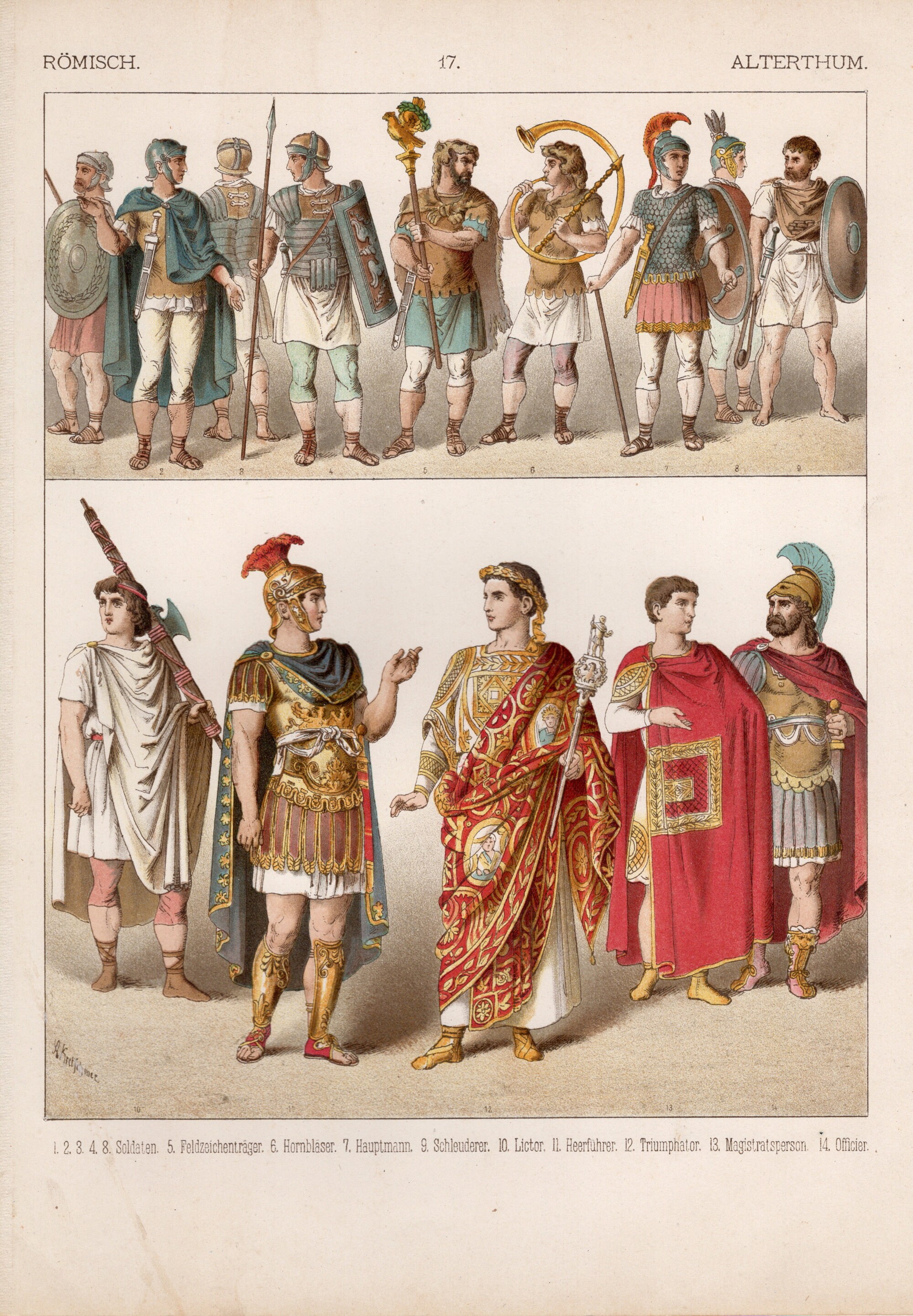 Roman Armor Uniform Costume Original Colored Chromo Lithography From ...