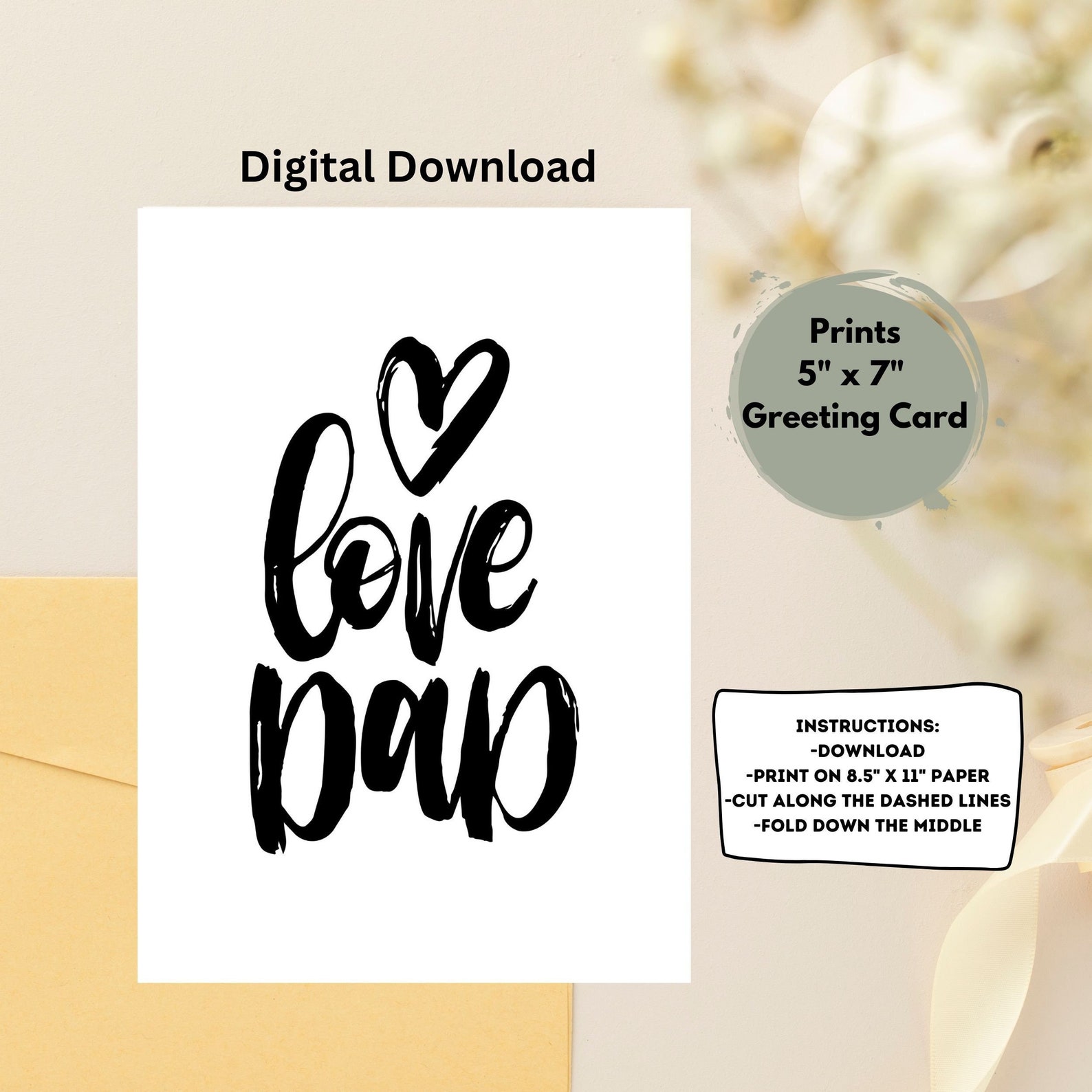 Printable Father's Day Card, Printable Card, Cute Printable Dad Card ...