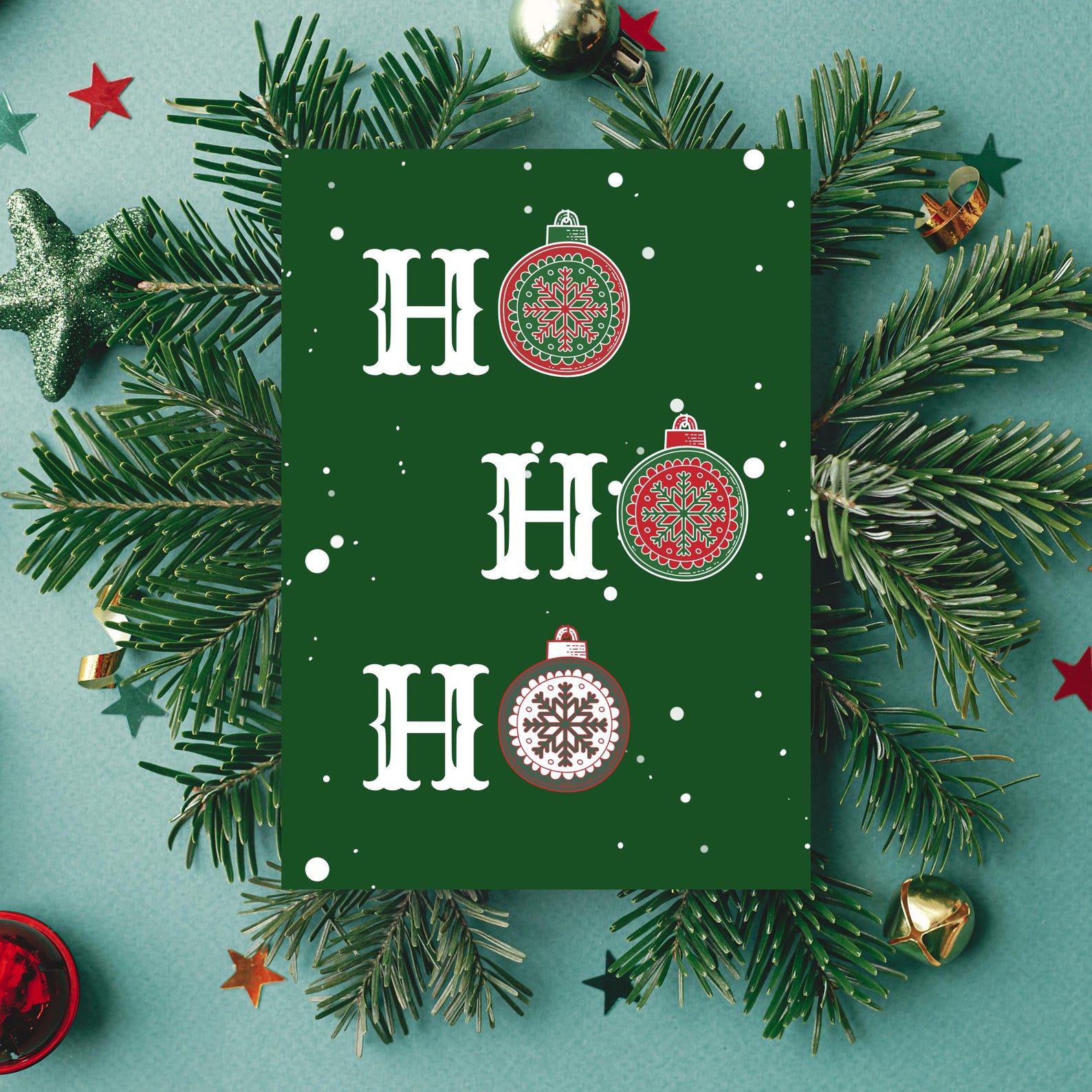 Printable Christmas Card, Printable Christmas Ho Ho Ho Card, Printable ...