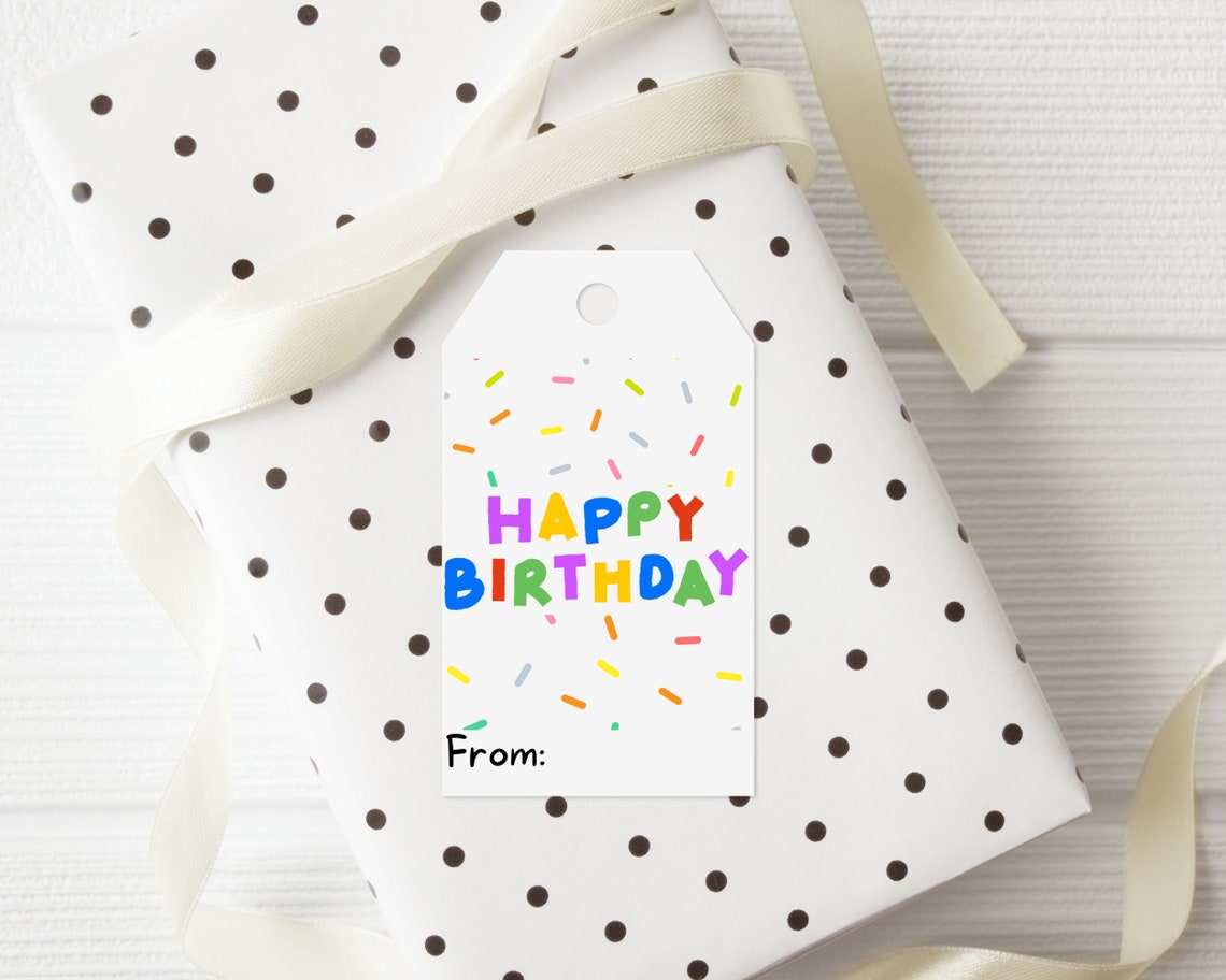 Printable Gift Tags, Happy Birthday Gift Tag, Birthday Gift Labels in ...