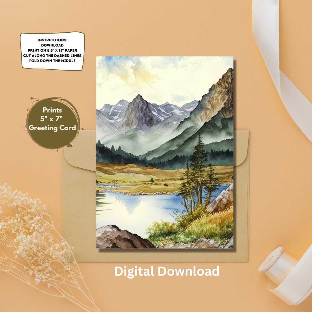 Printable Greeting Card Mountain Birthday Card INSTANT - Etsy