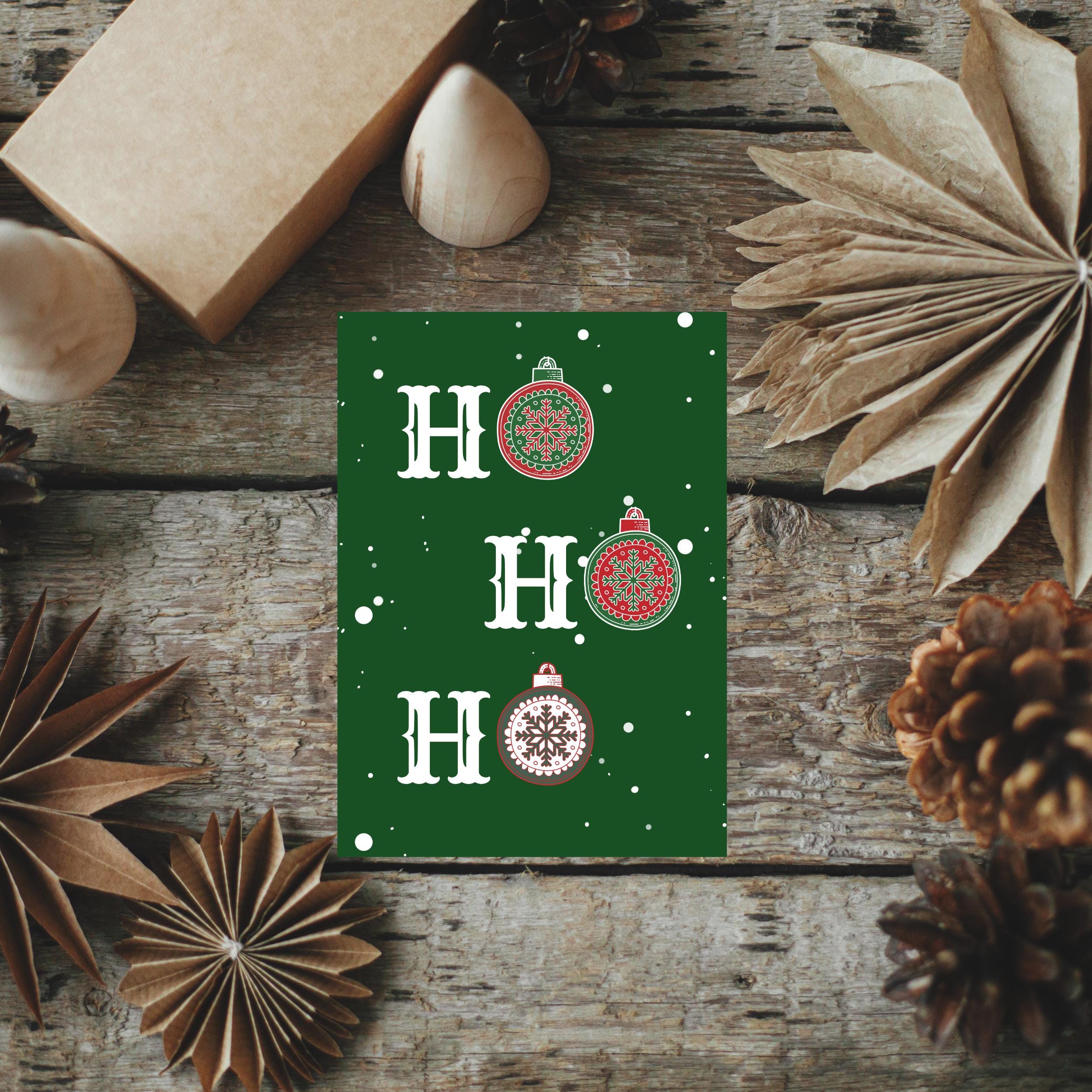 Printable Christmas Card, Printable Christmas Ho Ho Ho Card, Printable ...