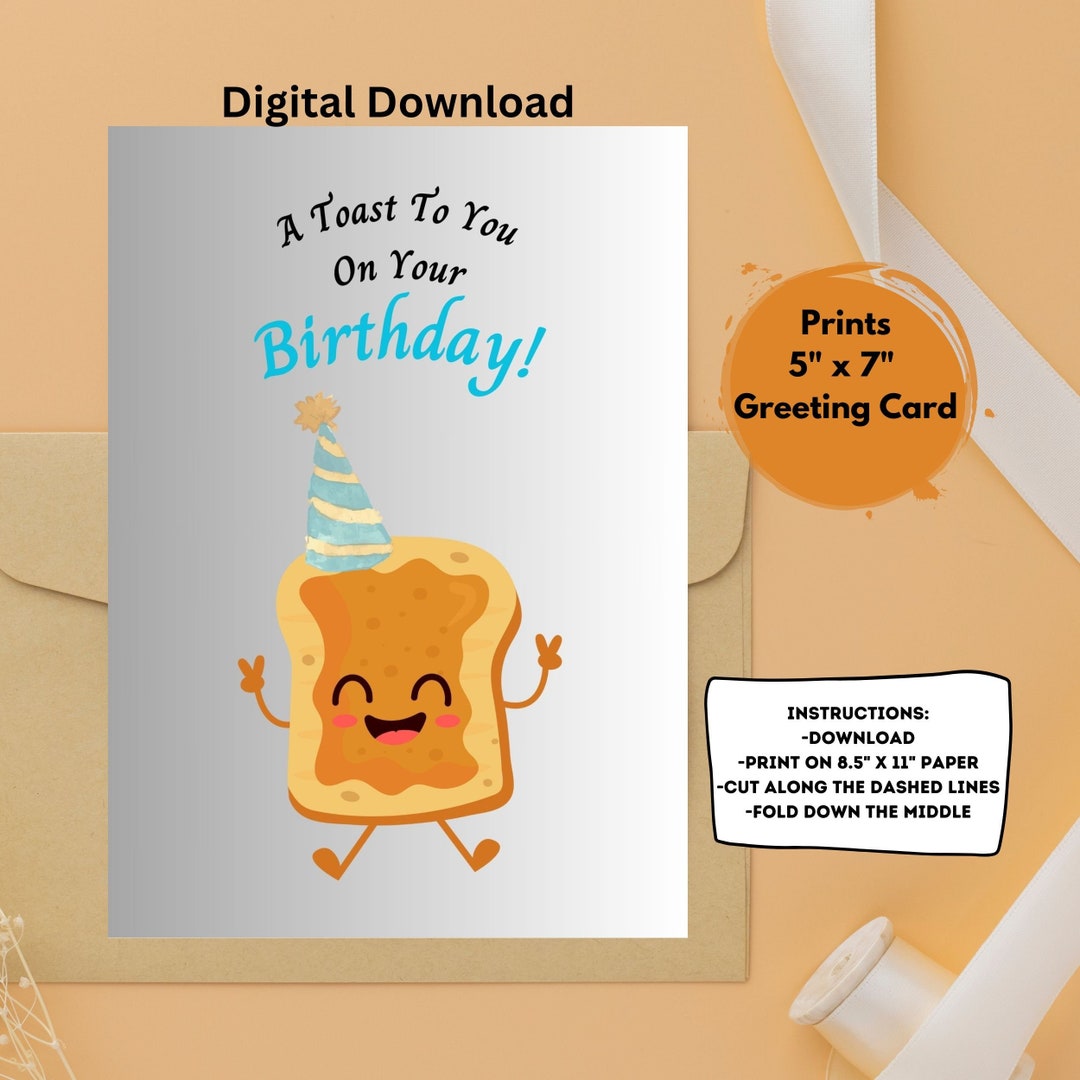 Happy Birthday Printable Card, A Toast to Your Birthday Printable Card ...