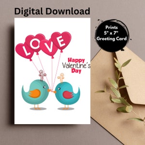 Printable Valentine Card, Printable Heart Valentine's Day Card ...
