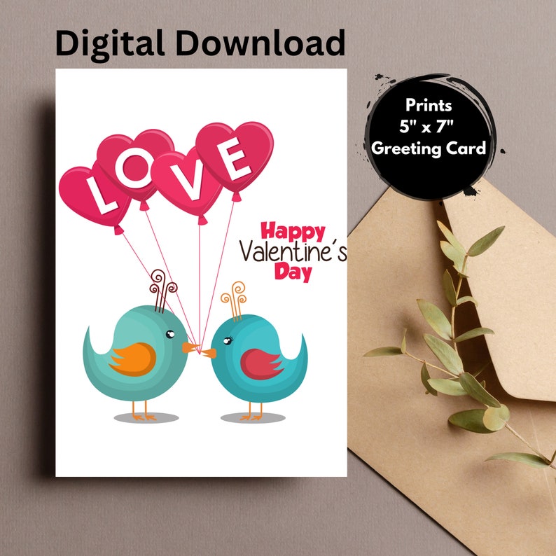 Printable Valentine Card, Printable Heart Valentine's Day Card ...