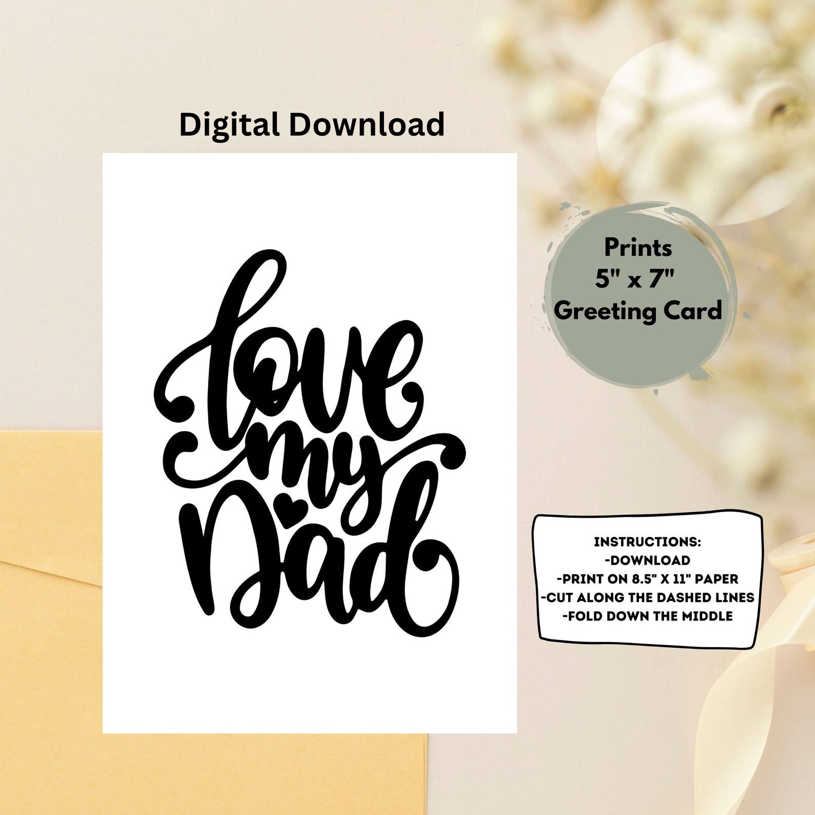 Printable Father's Day Card, Printable Card, Cute Printable Dad Card ...