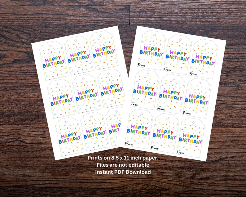 Printable Gift Tags, Happy Birthday Gift Tag, Birthday Gift Labels in ...