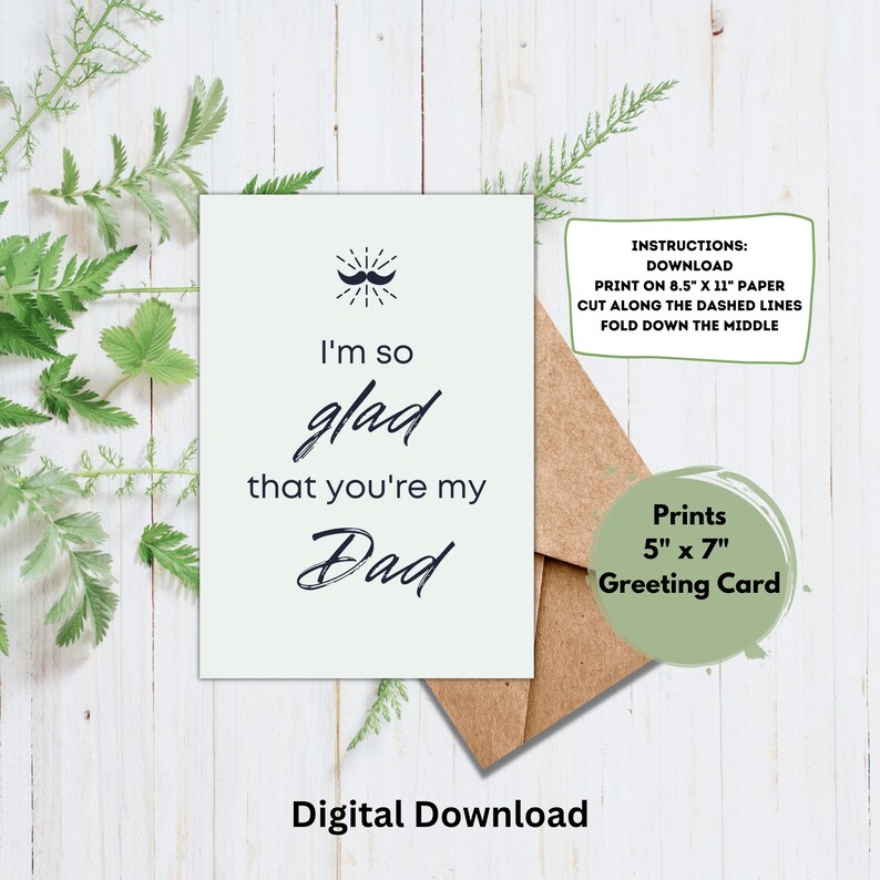 Printable Father's Day Card, Printable Card, Cute Printable Dad Card ...