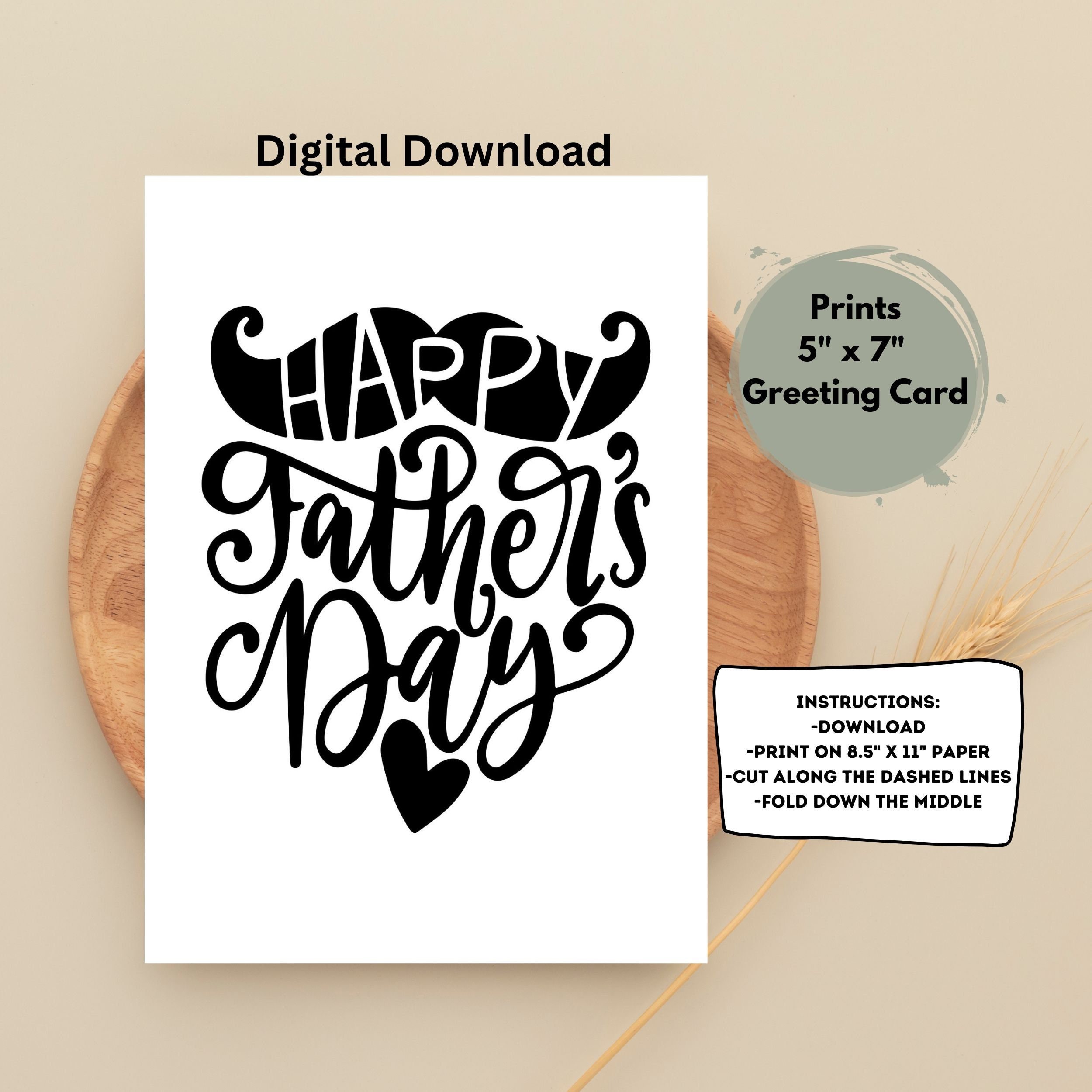 Printable Father's Day Card, Printable Card, Cute Printable Dad Card ...