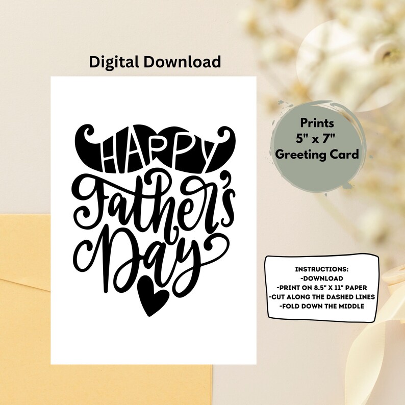 Printable Father's Day Card, Printable Card, Cute Printable Dad Card ...