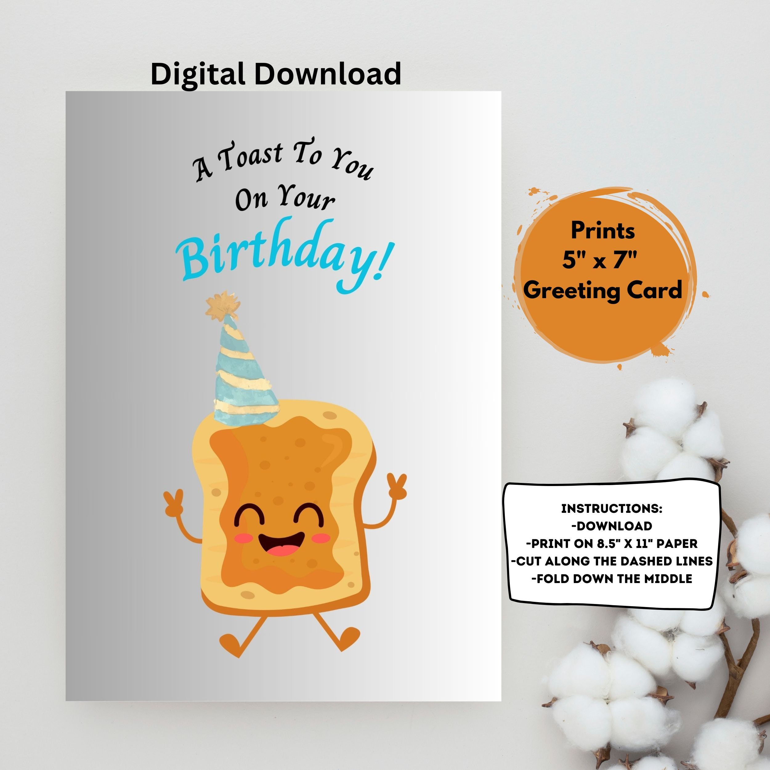 Happy Birthday Printable Card, A Toast to Your Birthday Printable Card ...