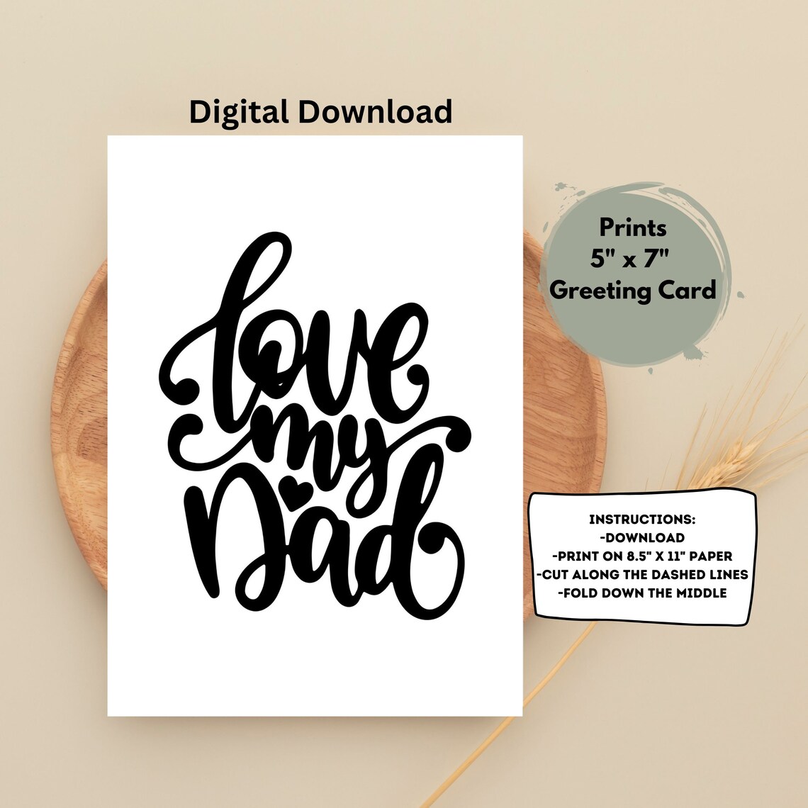 Printable Father's Day Card, Printable Card, Cute Printable Dad Card ...
