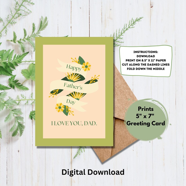 Printable Father's Day Card, Printable Card, Cute Printable Dad Card ...