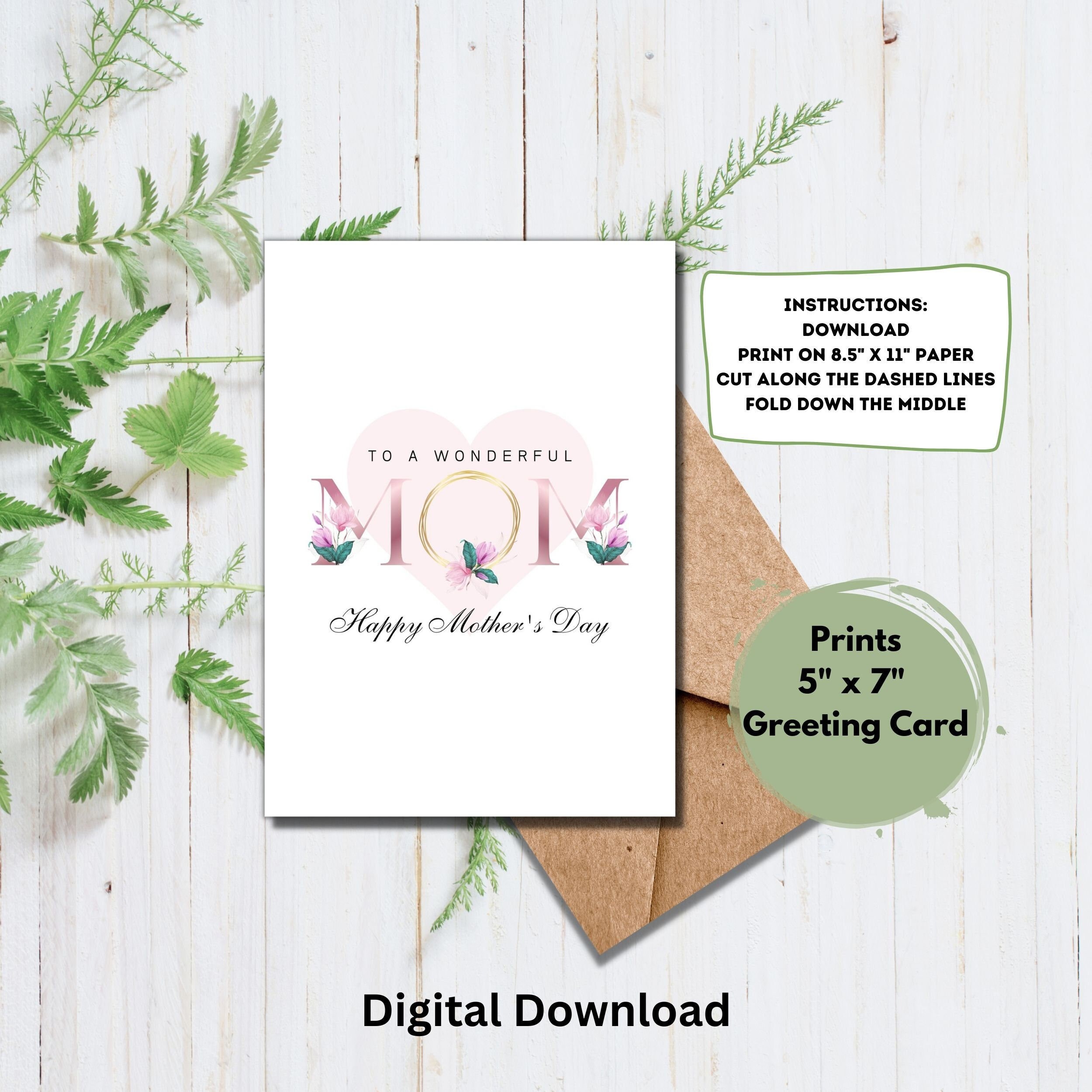 Printable Mother's Day Card, Printable Card, Cute Printable Mom Card ...