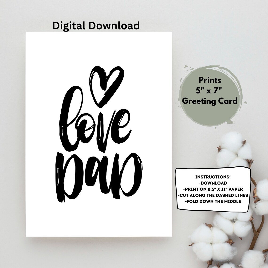 Printable Father's Day Card, Printable Card, Cute Printable Dad Card ...