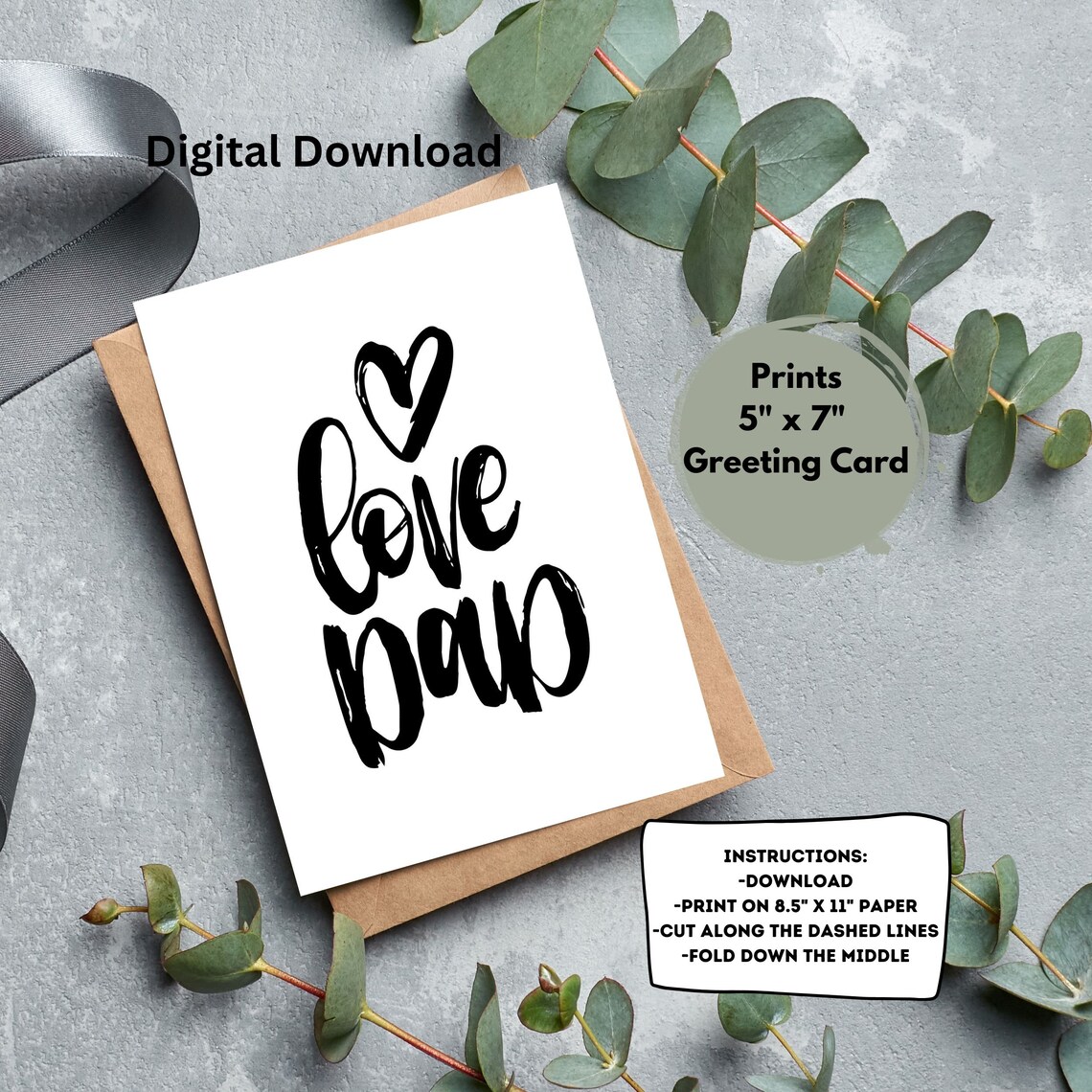 Printable Father's Day Card, Printable Card, Cute Printable Dad Card ...