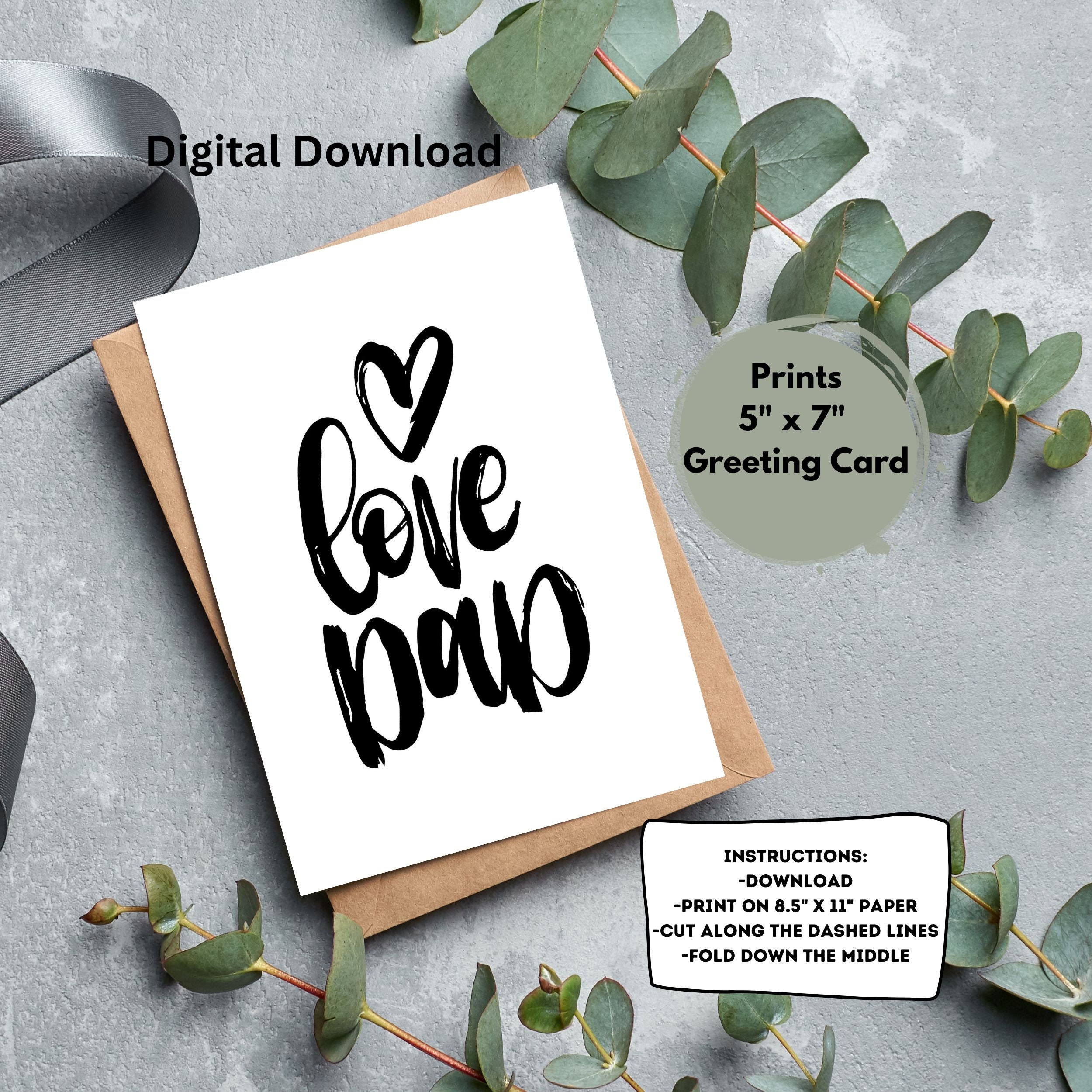 Printable Father's Day Card, Printable Card, Cute Printable Dad Card ...