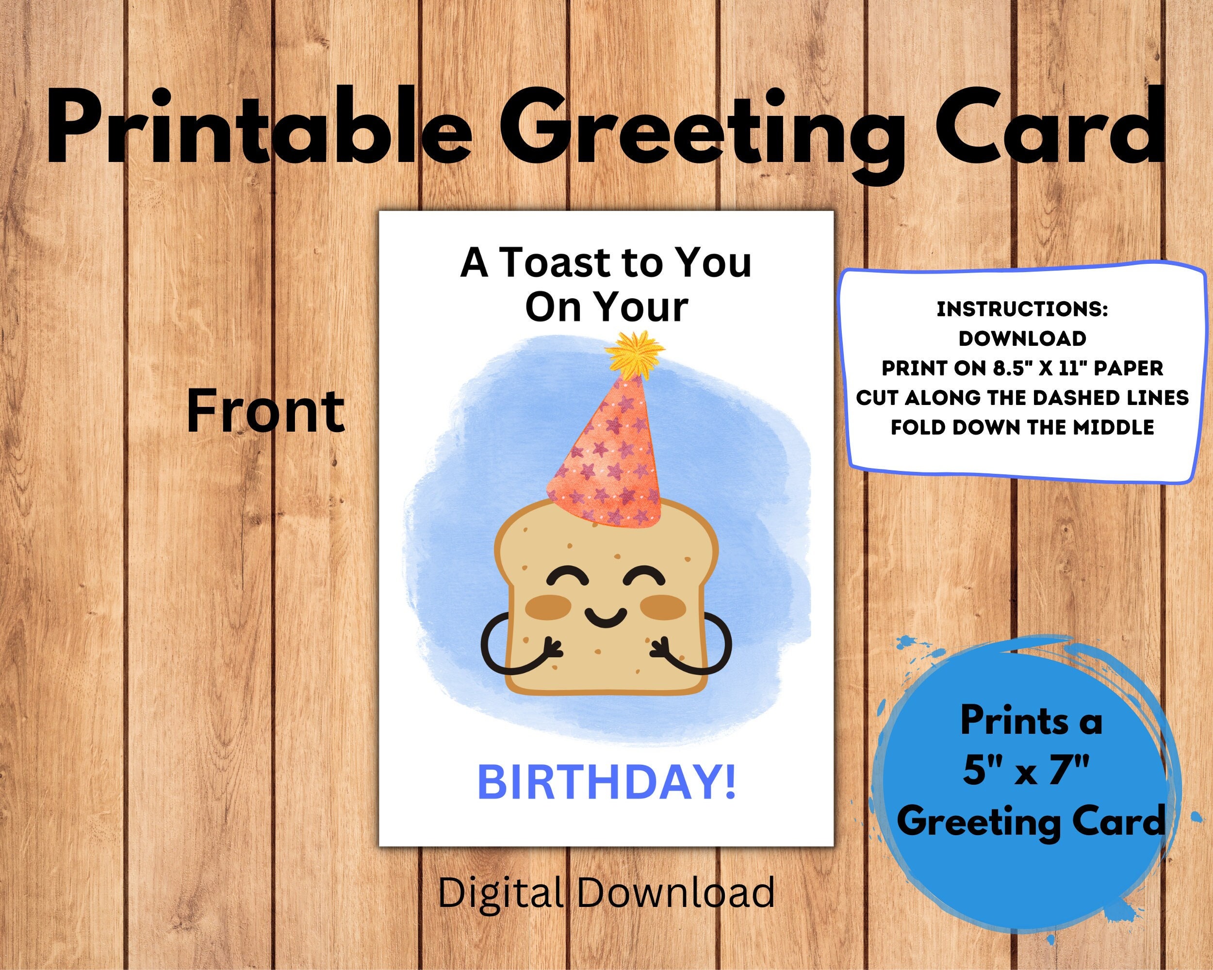 Happy Birthday Printable Card | Happy Birthday Card | Birthday Toast ...
