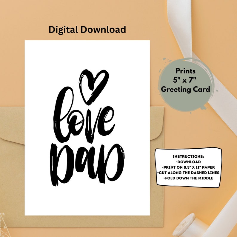 Printable Father's Day Card, Printable Card, Cute Printable Dad Card ...