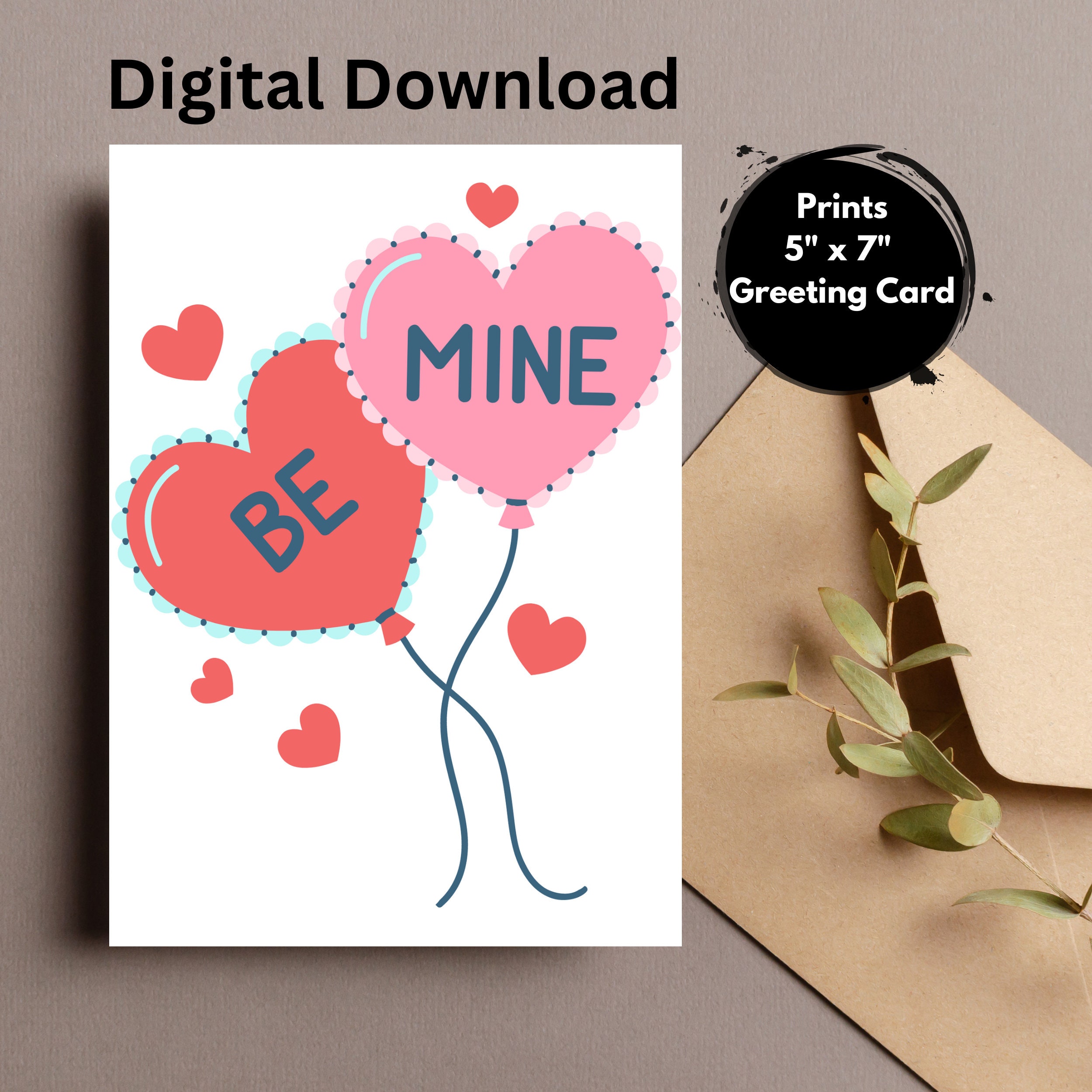 Printable Valentine Card, Printable Heart Valentine's Day Card ...