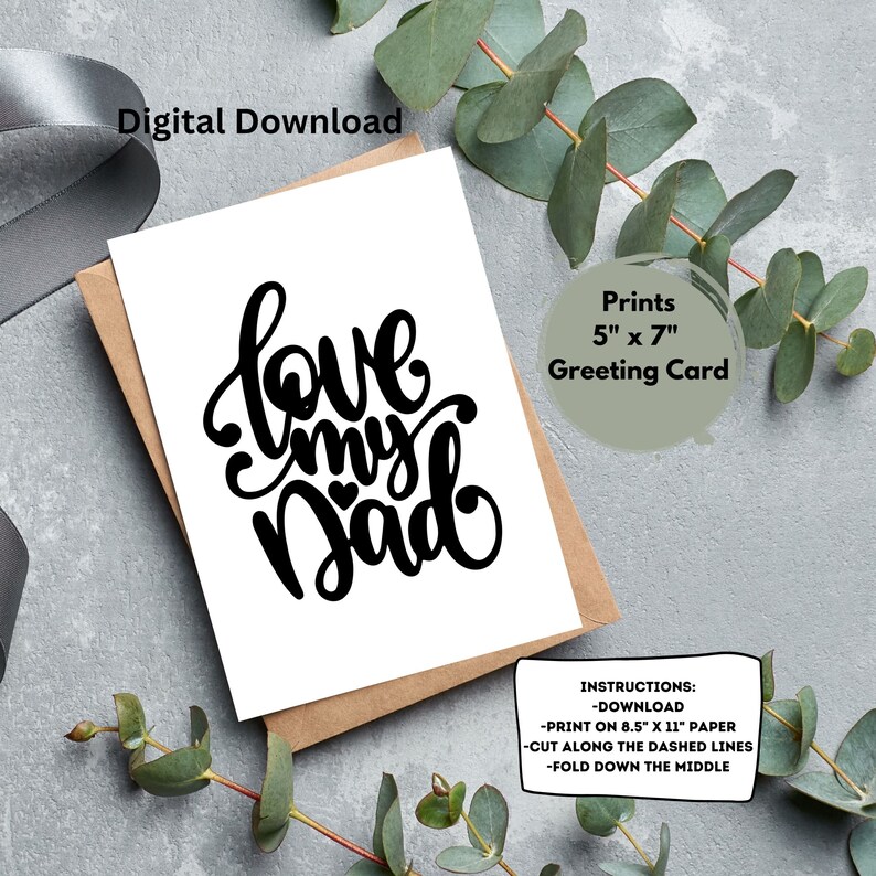 Printable Father's Day Card, Printable Card, Cute Printable Dad Card ...