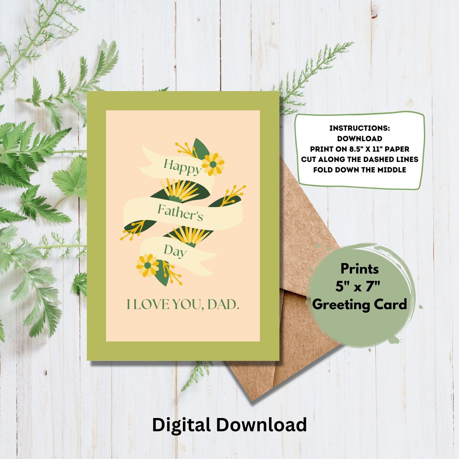 Printable Father's Day Card, Printable Card, Cute Printable Dad Card ...