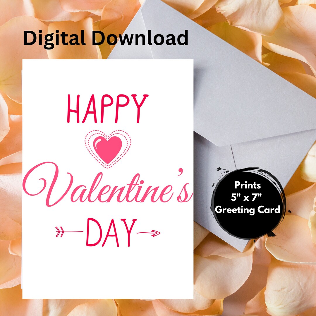 Printable Valentine Card, Printable Heart Valentine's Day Card ...