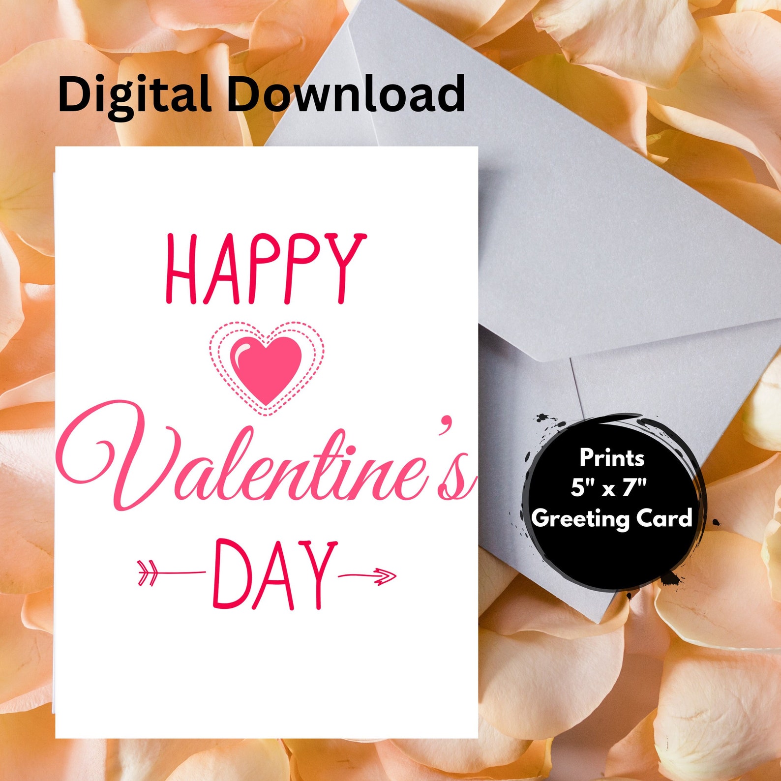 Printable Valentine Card, Printable Heart Valentine's Day Card ...