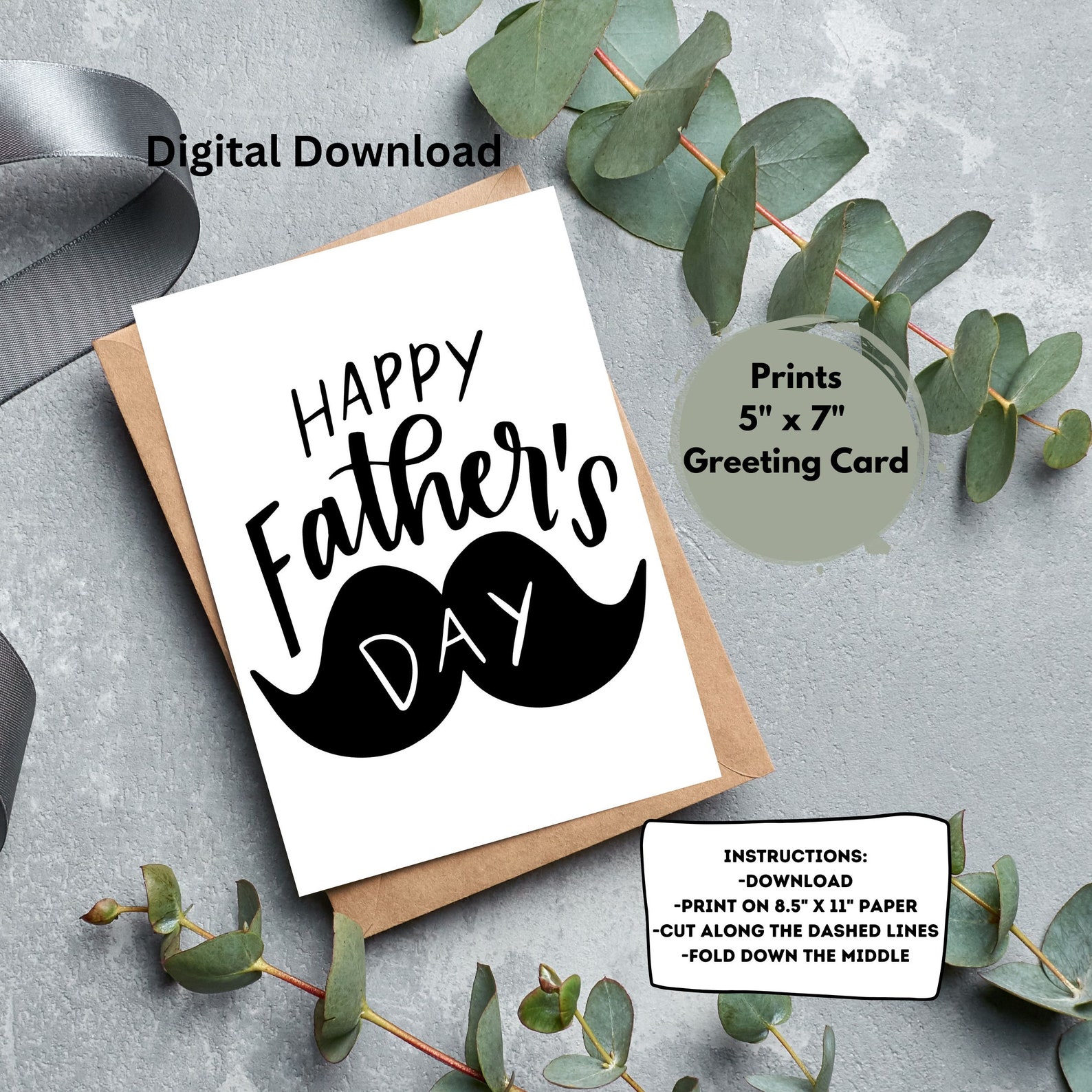 Printable Father's Day Card, Printable Card, Cute Printable Dad Card ...