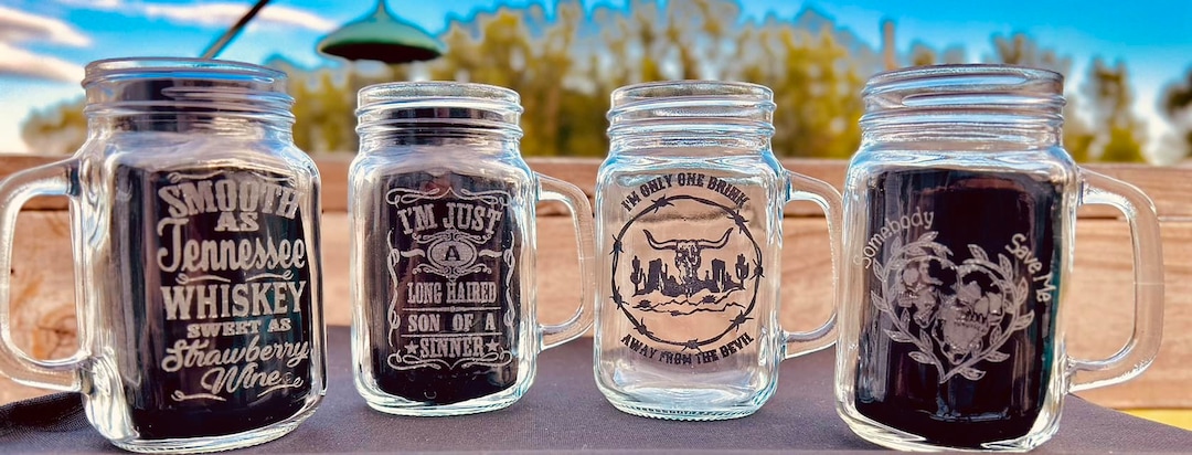 Custom Engraved Personalized Mason Jar Glass, Custom Monogram Mason Glass, Personalized Mason ...