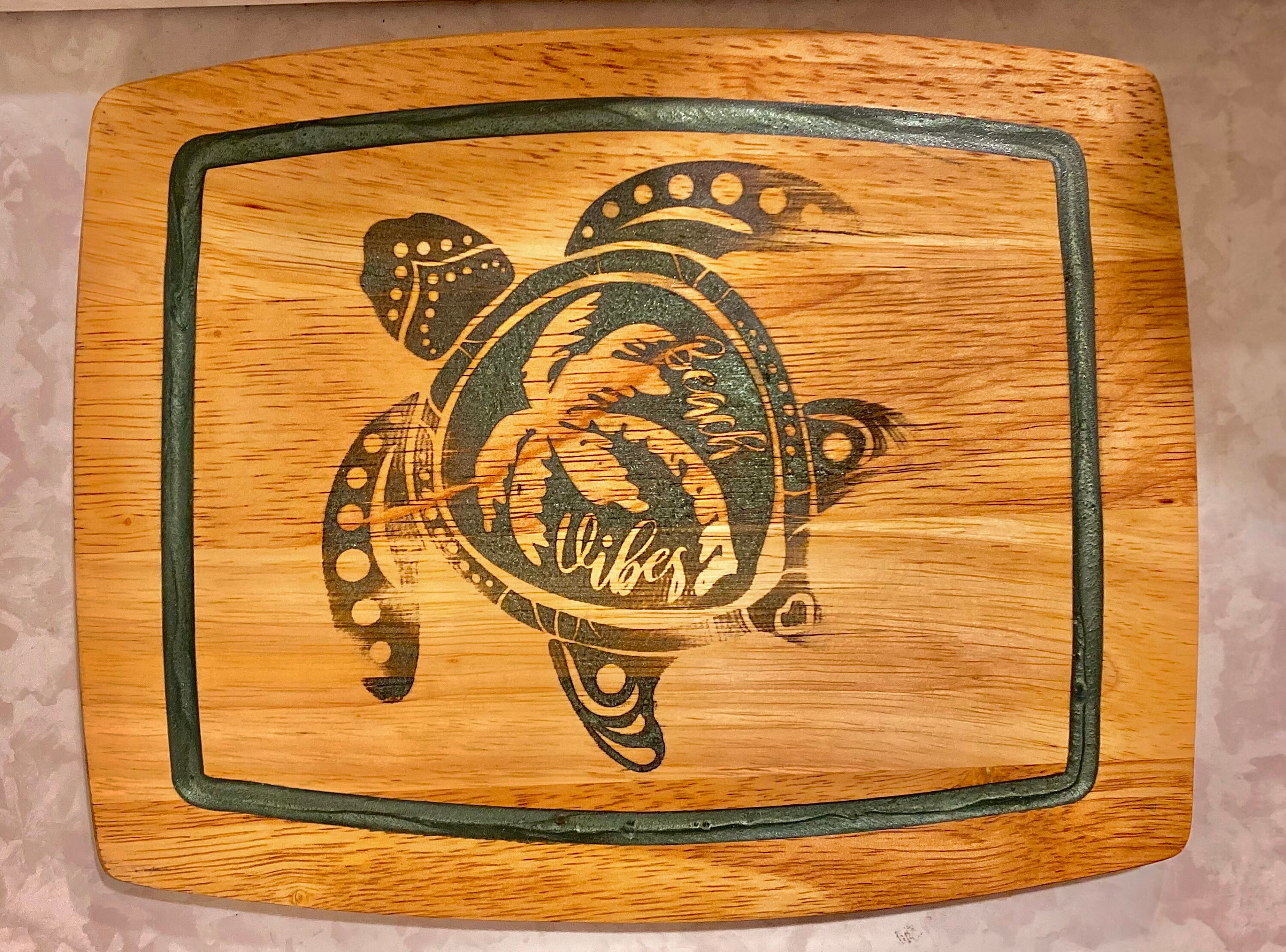 8x10 Beach Vibes Turtle Epoxy Cutting Board - Etsy