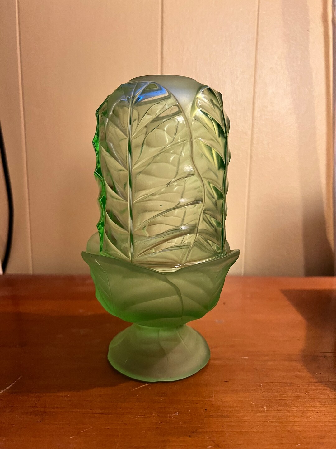 Viking Satin Green Cabbage Leaf Fairy Lamp - Etsy