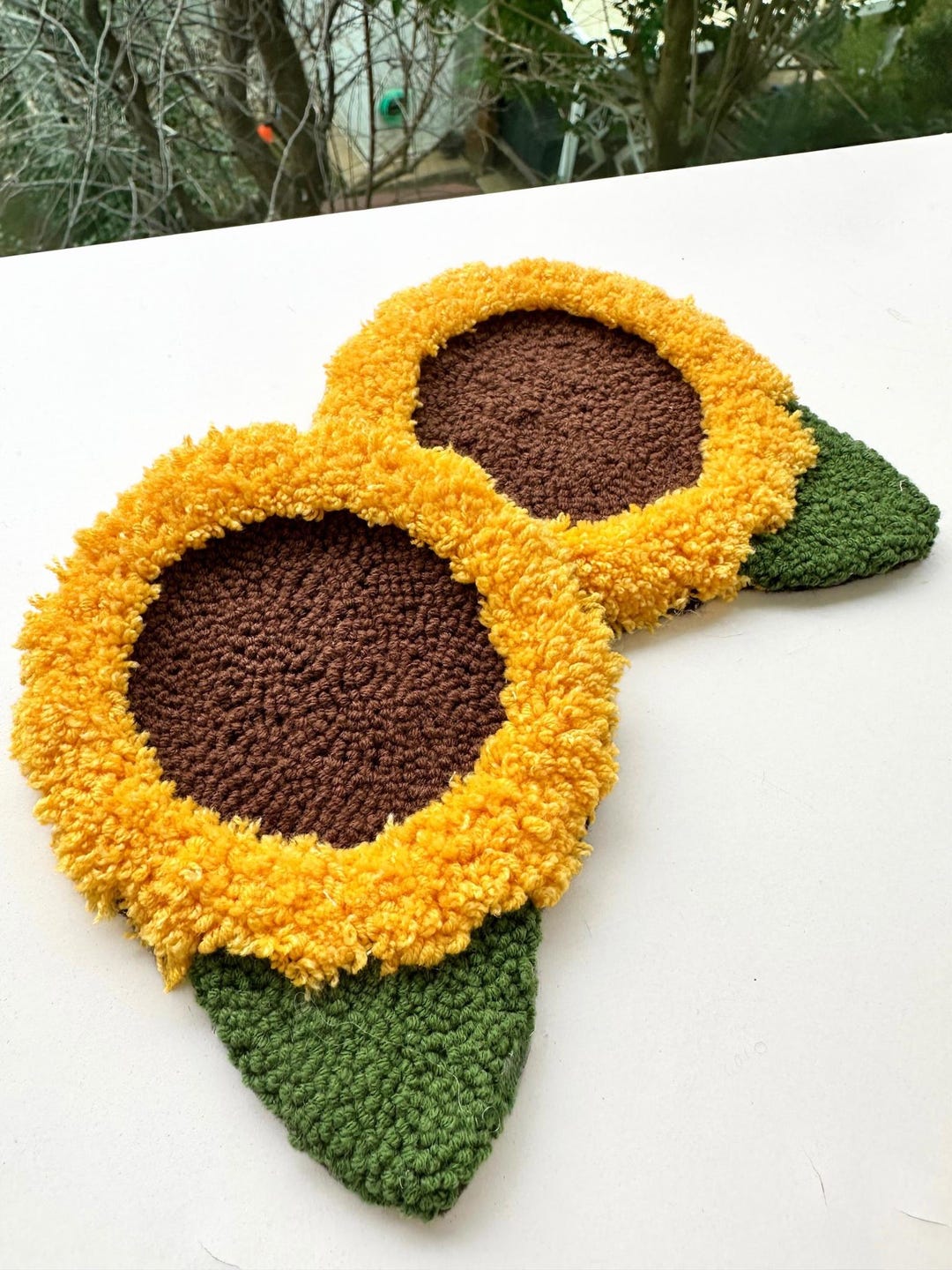 Handmade Crochet Sunflower Coaster Set – Cheerful Home Decor - Etsy