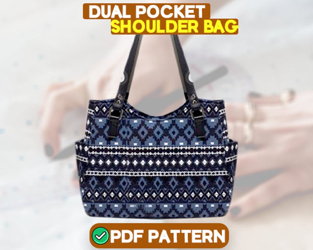 Dual Pocket Shoulder Bag Sewing Pattern Tote Bag With Pocket - Etsy