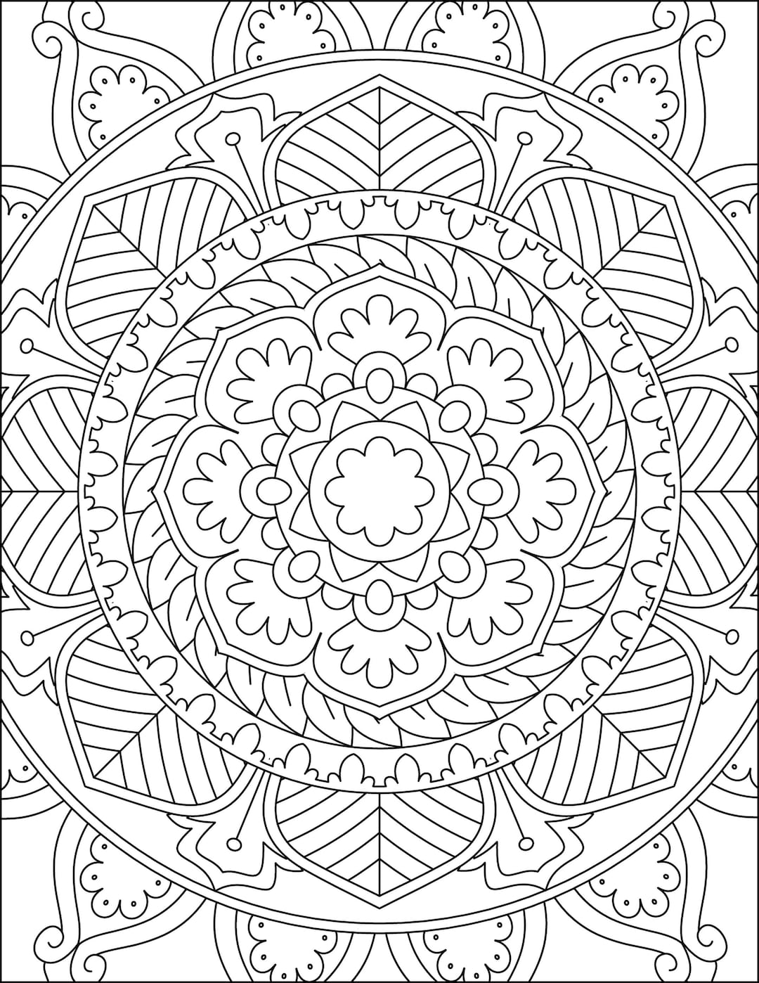 100 Mandalas: Printable Mandala Coloring Pages, Adult/kids Coloring ...