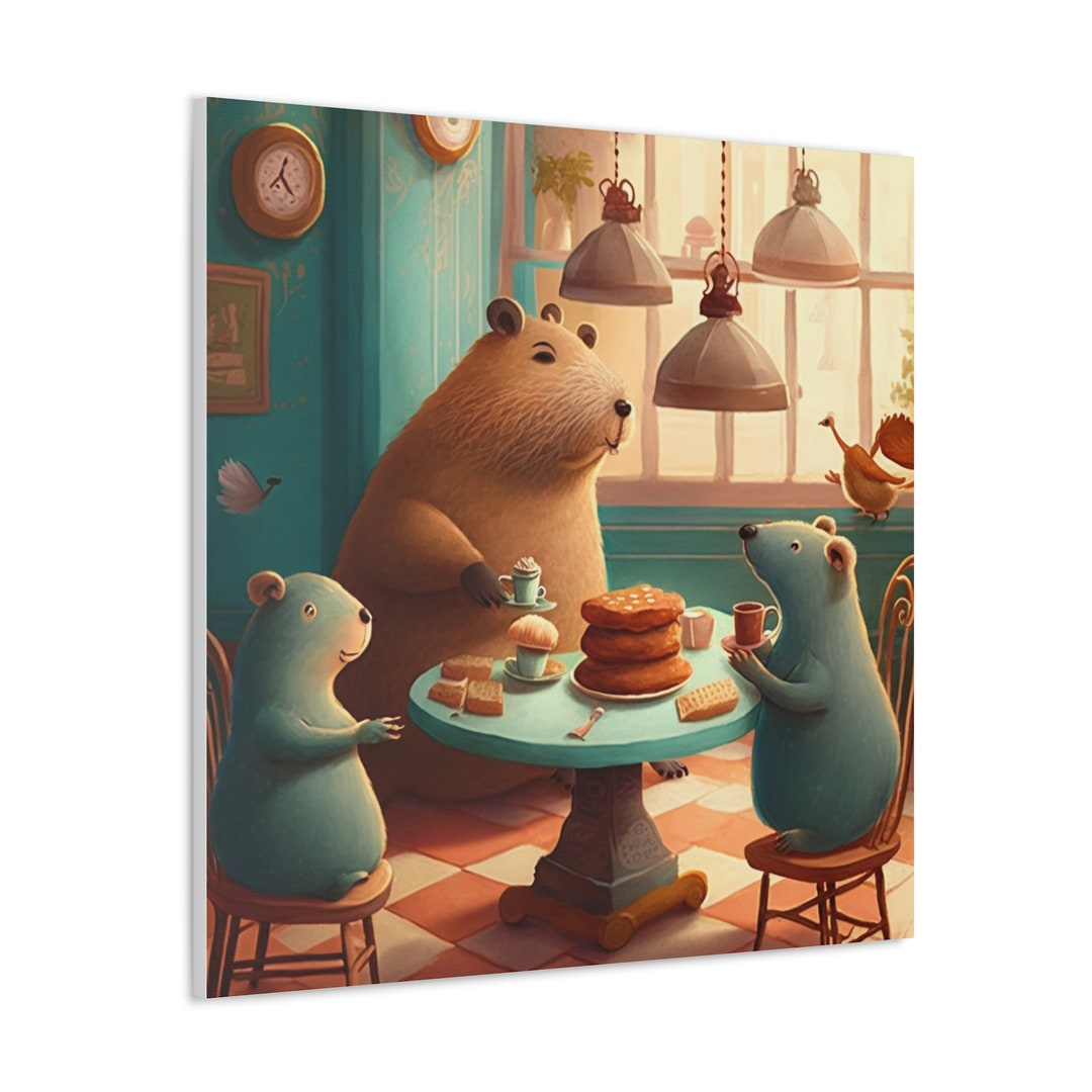 Capybara Cafe. A Whimsical Scene Featuring Capybaras Sipping Coffee ...