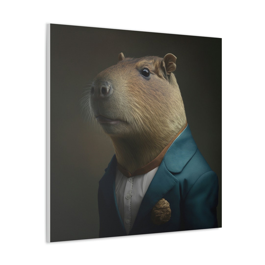 Elegant Capybara Wearing Beautiful Clothes Canvas. Capybara Art ...