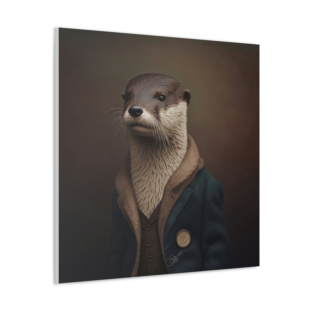 Elegant Otter Wearing Beautiful Clothes Canvas. Otter Art. Otter Canvas ...