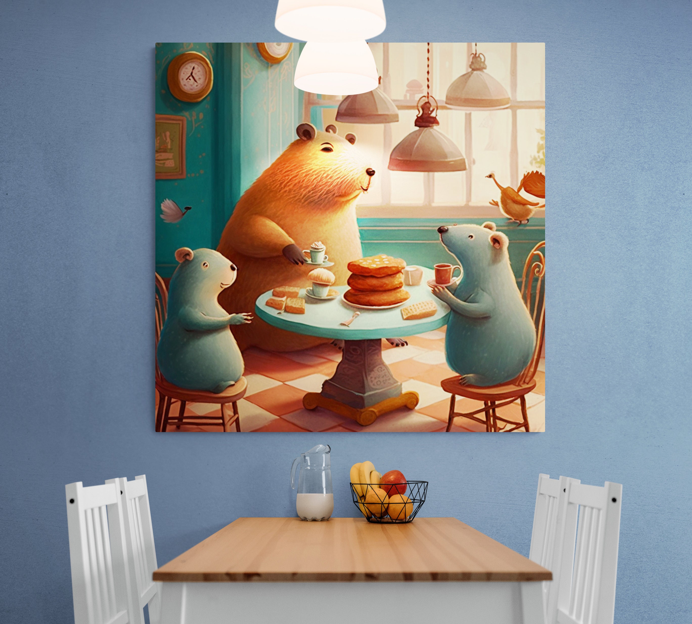Capybara Cafe. A Whimsical Scene Featuring Capybaras Sipping Coffee ...