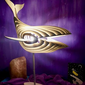 WHALE Table Lamp. Nursery Night Light. Bedside Lamp. Tabletop Wooden ...