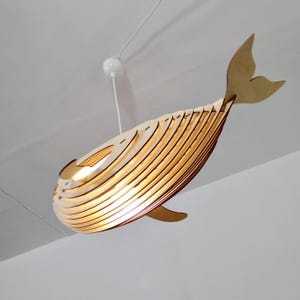 Wooden Whale Ceiling Light, Marine Lighting, Nautical Ceiling Fixture ...