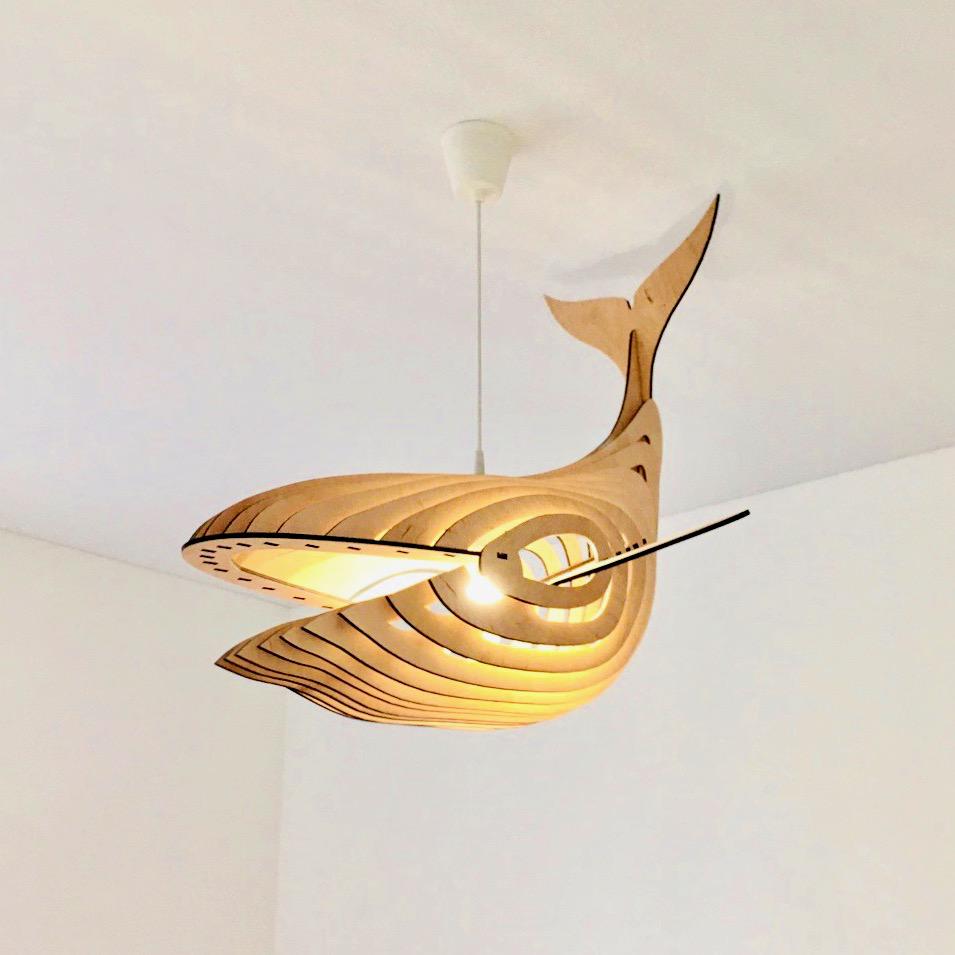 WHALE Ceiling Chandelier. Handmade Nursery Night Light. Wooden Pendant ...